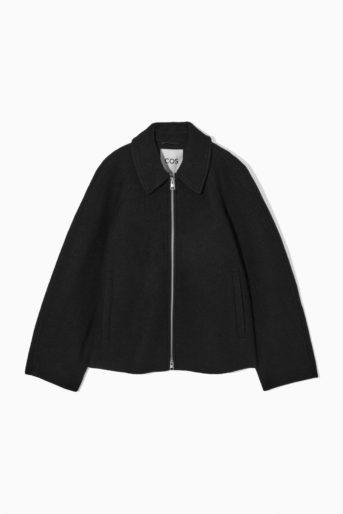 COS Oversized Boiled-Wool Jacket in BLACK | endource
