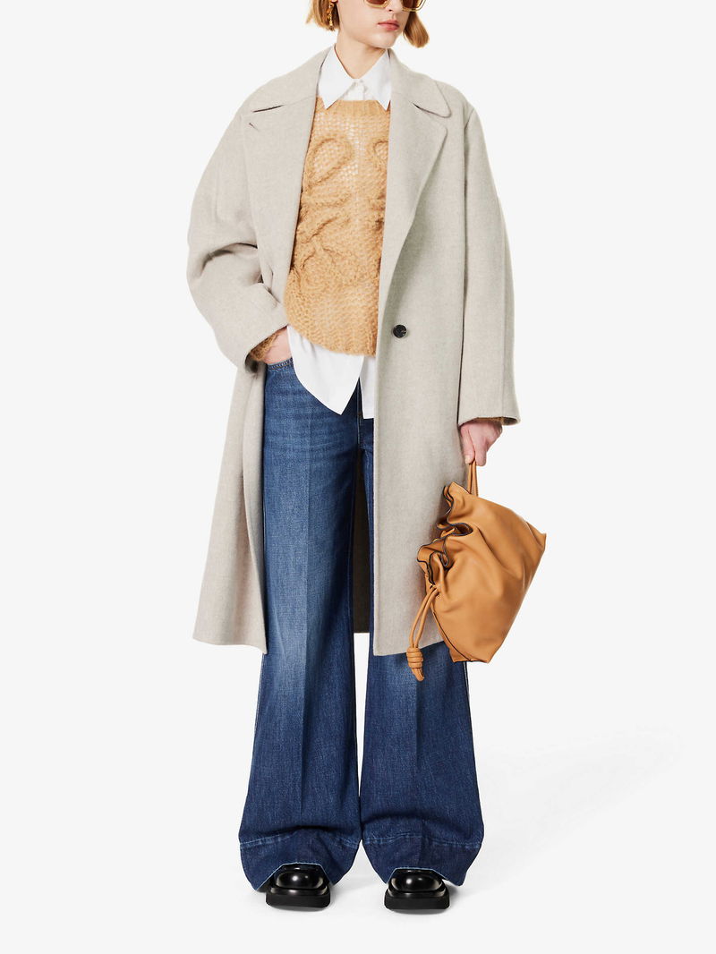 LOEWE Brushed-Texture Single-Breasted Wool And Cashmere-Blend Coat in ...