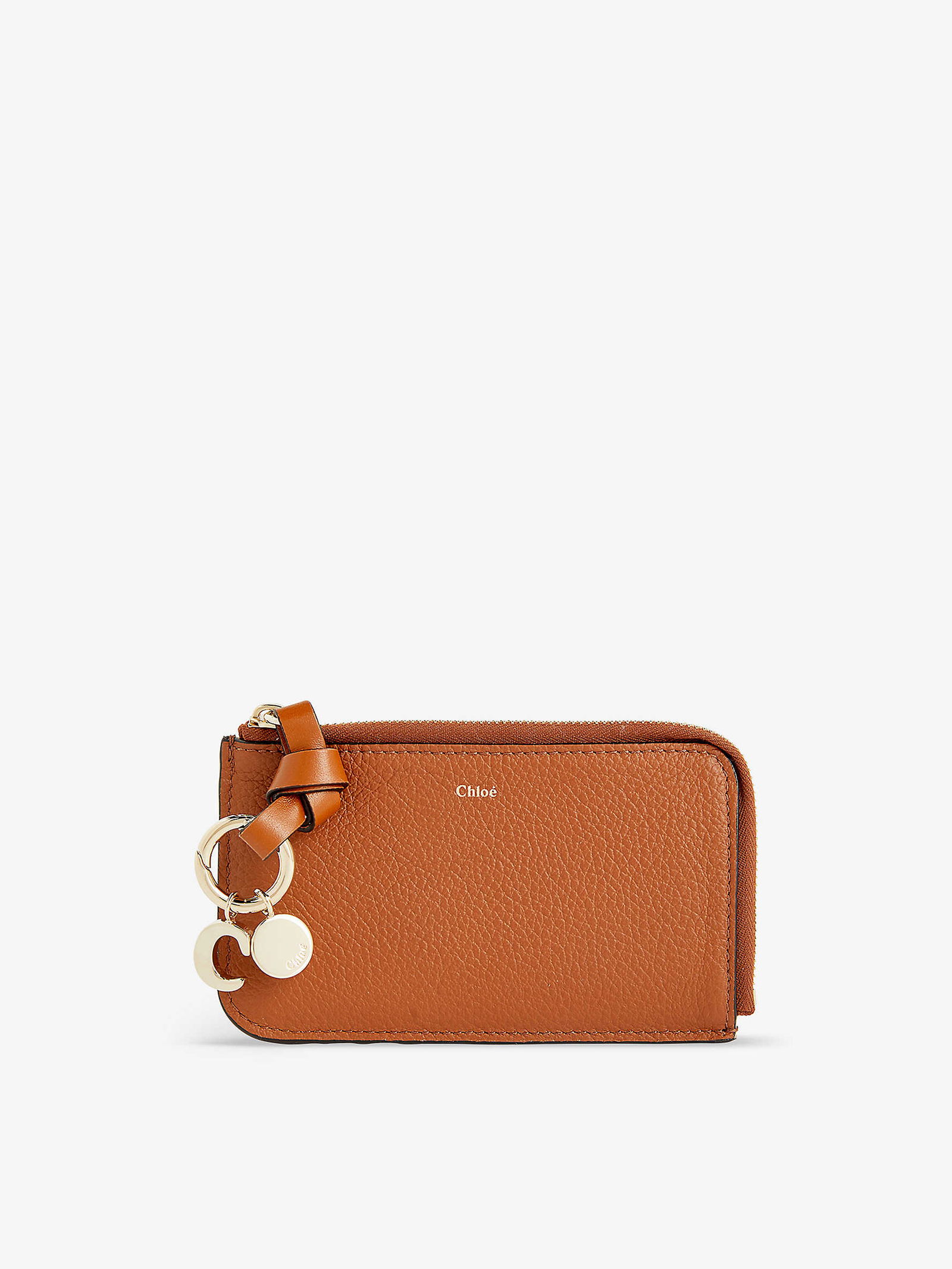 CHLOÉ Alphabet Logo-Charm Leather Wallet in TAN | endource