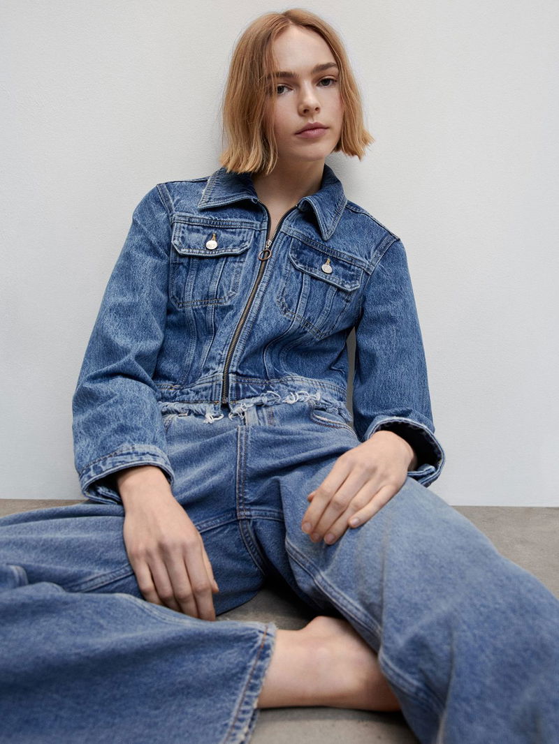 MANGO Maya Denim Jacket in Open Blue | Endource