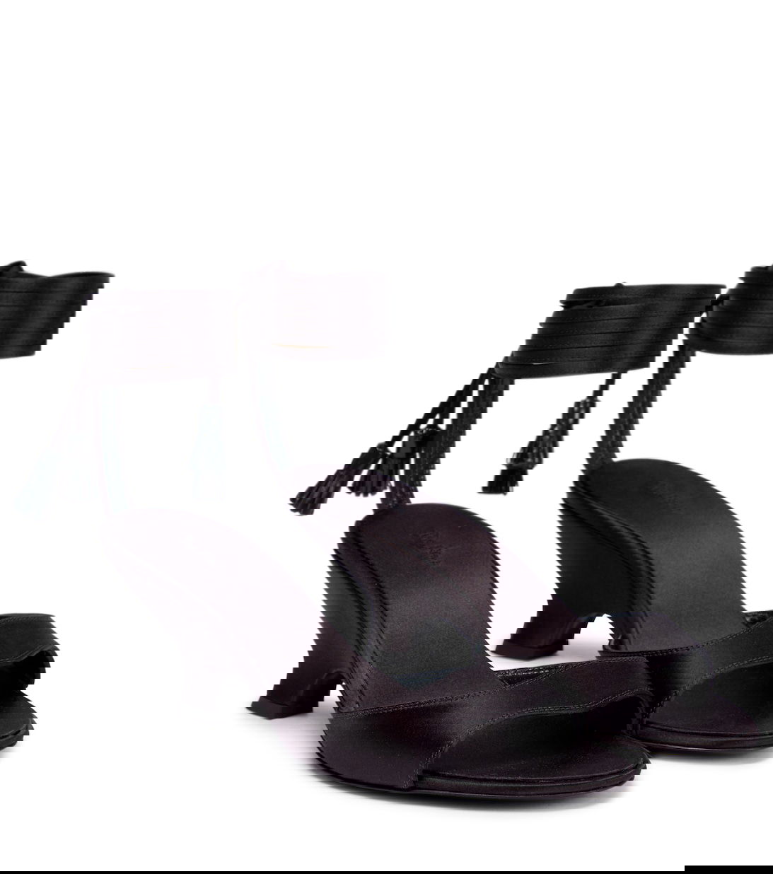 THE ROW Charlotte Satin Sandals in Black | endource