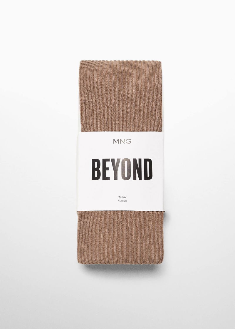 MANGO Ribbed Tights in Medium Brown | endource
