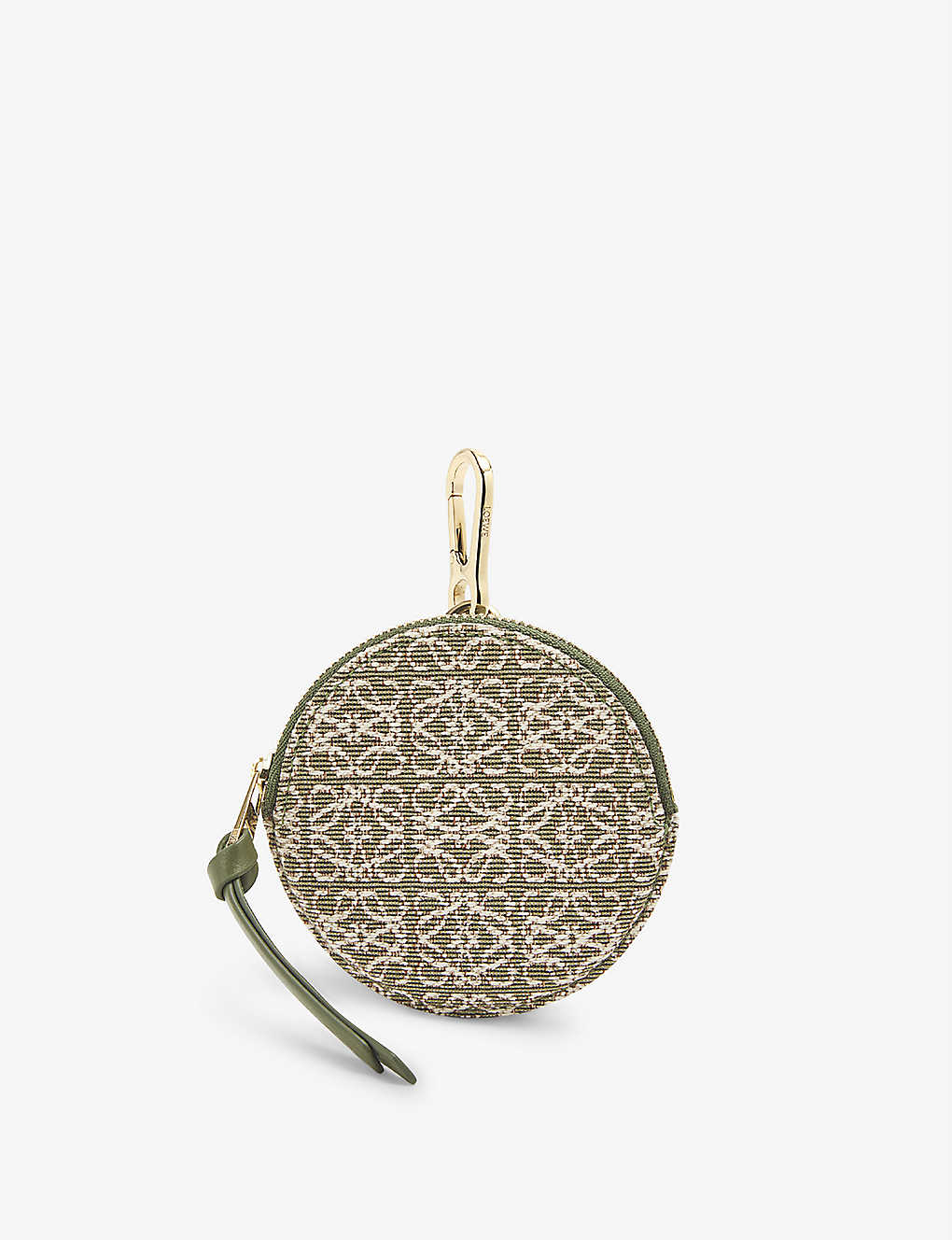 LOEWE Cookie Logo-Woven Leather Charm in GREEN/AVOCADO GREEN | endource