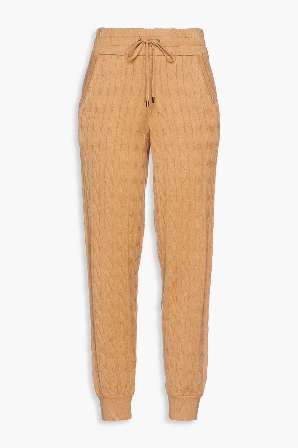 VERONICA BEARD Auden Cable-Knit Track Pants in Brown | endource
