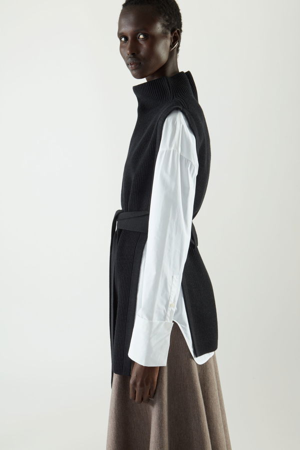COS Wool Mix Tabard Knitted Vest in Black | endource