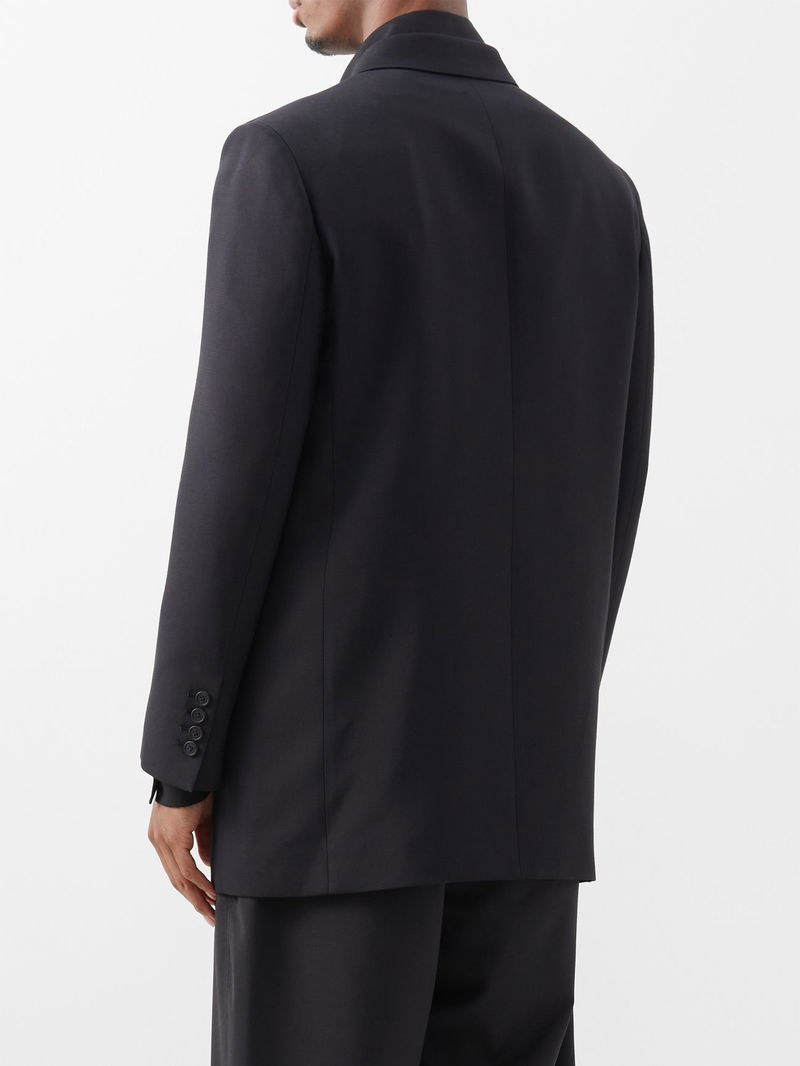THE ROW Gavin Double-Breasted Wool Suit Jacket in Black | endource