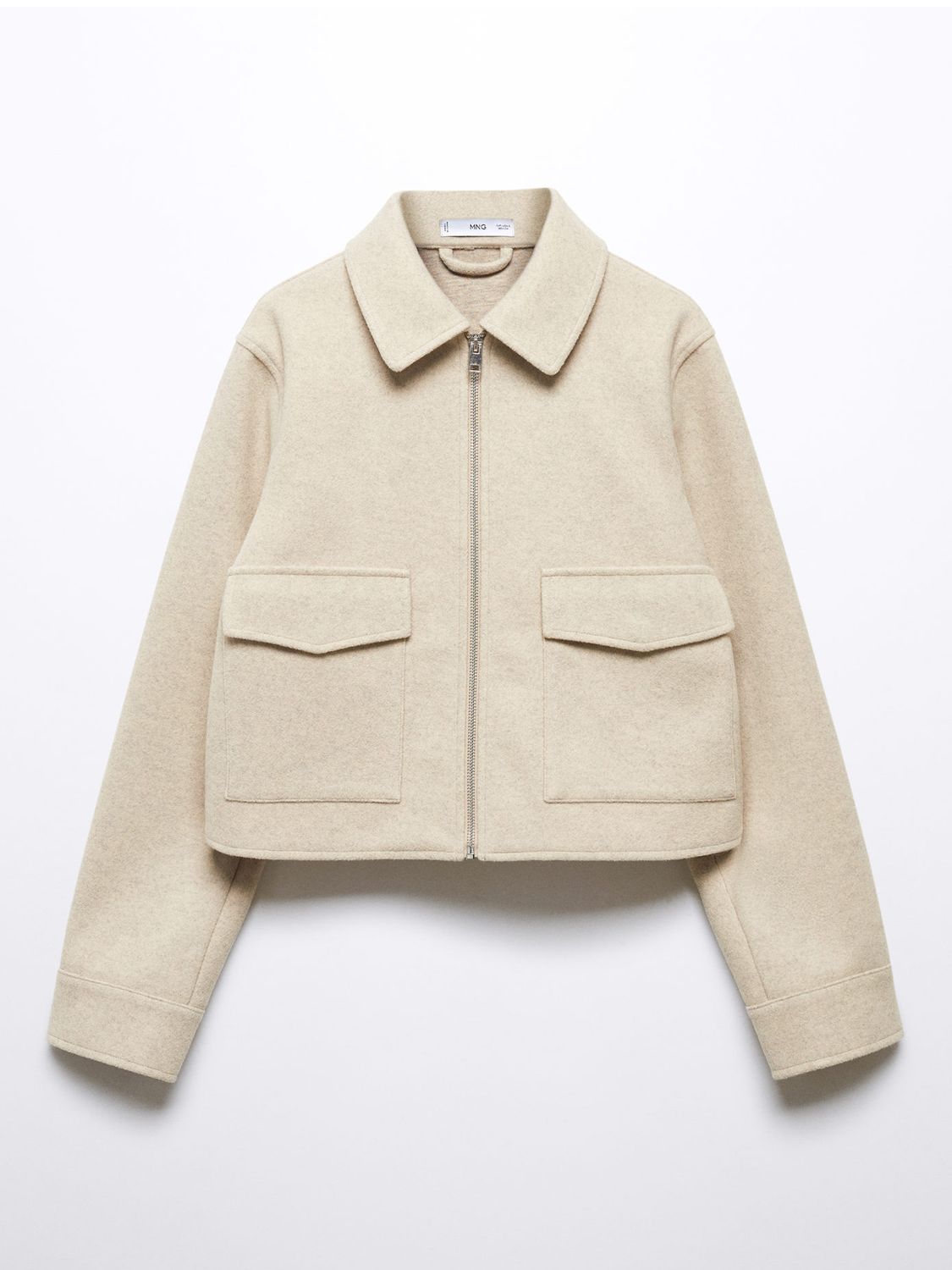 MANGO Zip Pocket Jacket in Light Beige | endource