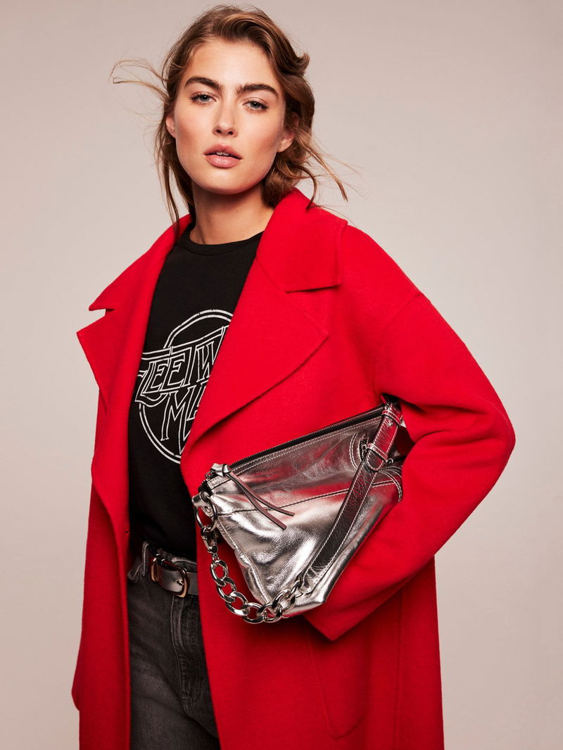 Mint Velvet Split Seam Longline Coat in Red | Endource