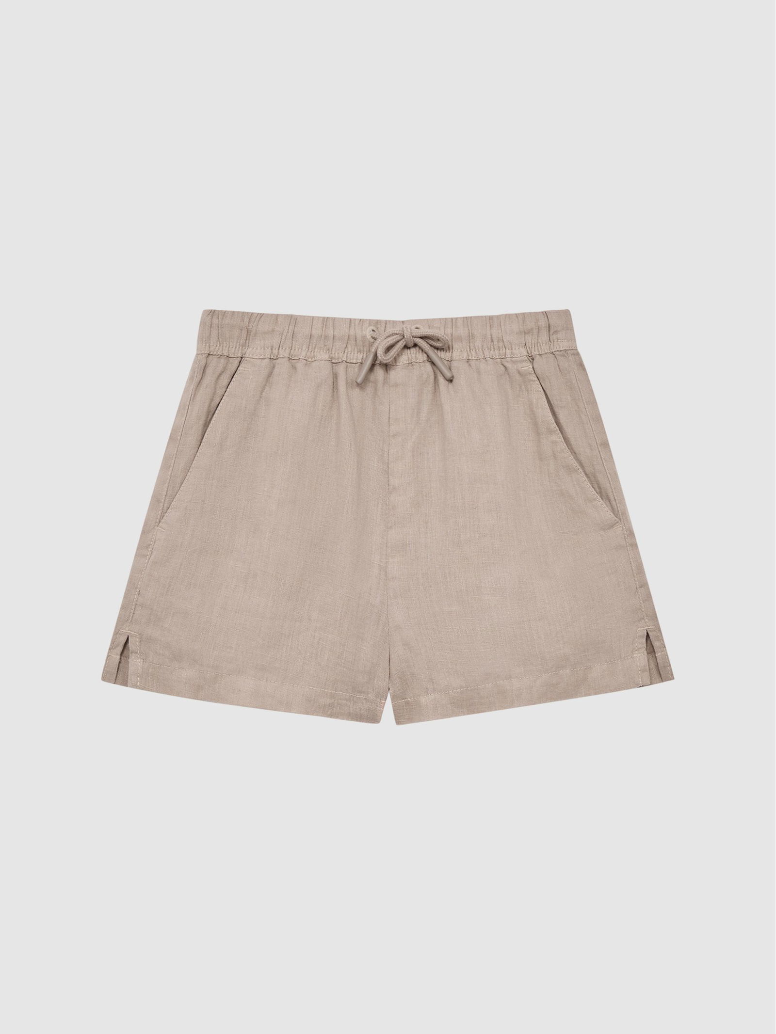 REISS Cleo Linen Drawstring Shorts in Mink | endource