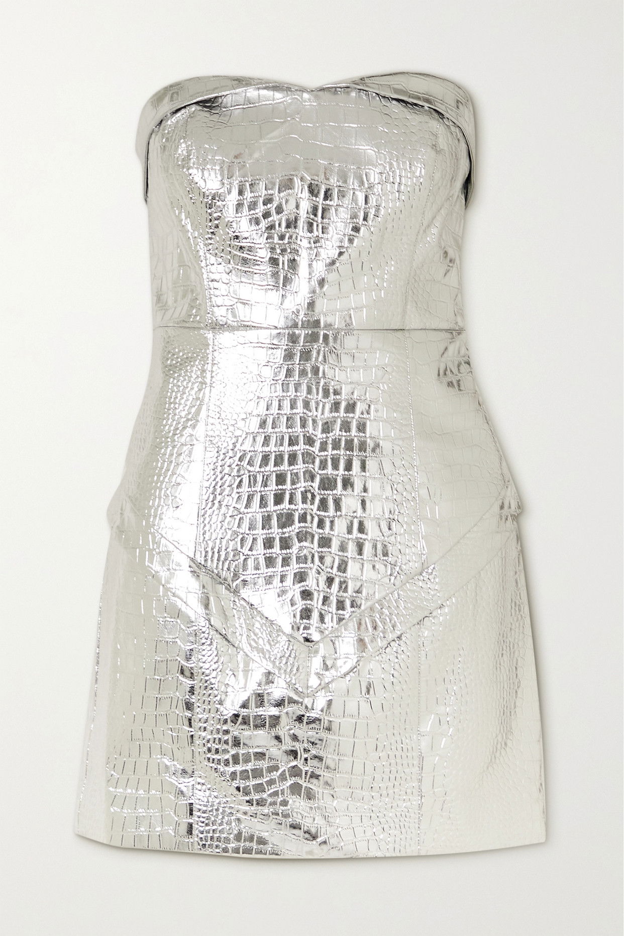 ROTATE BIRGER CHRISTENSEN Hemly Strapless Croc-Effect Faux Leather Mini ...