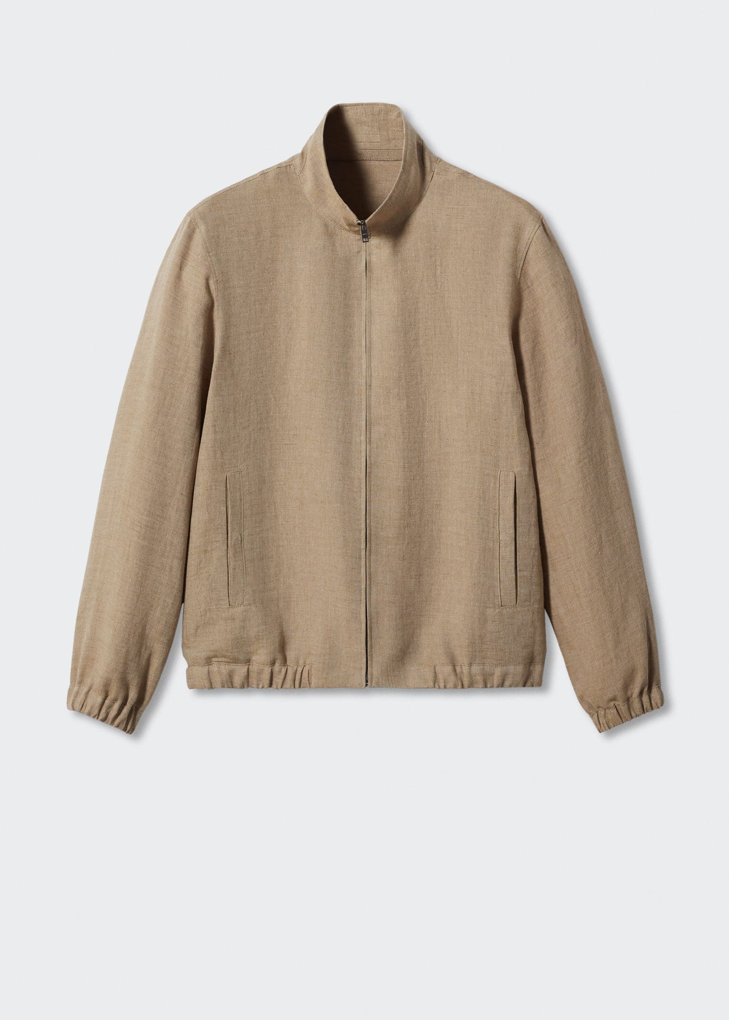 MANGO Bomber Linen Jacket in Beige | Endource