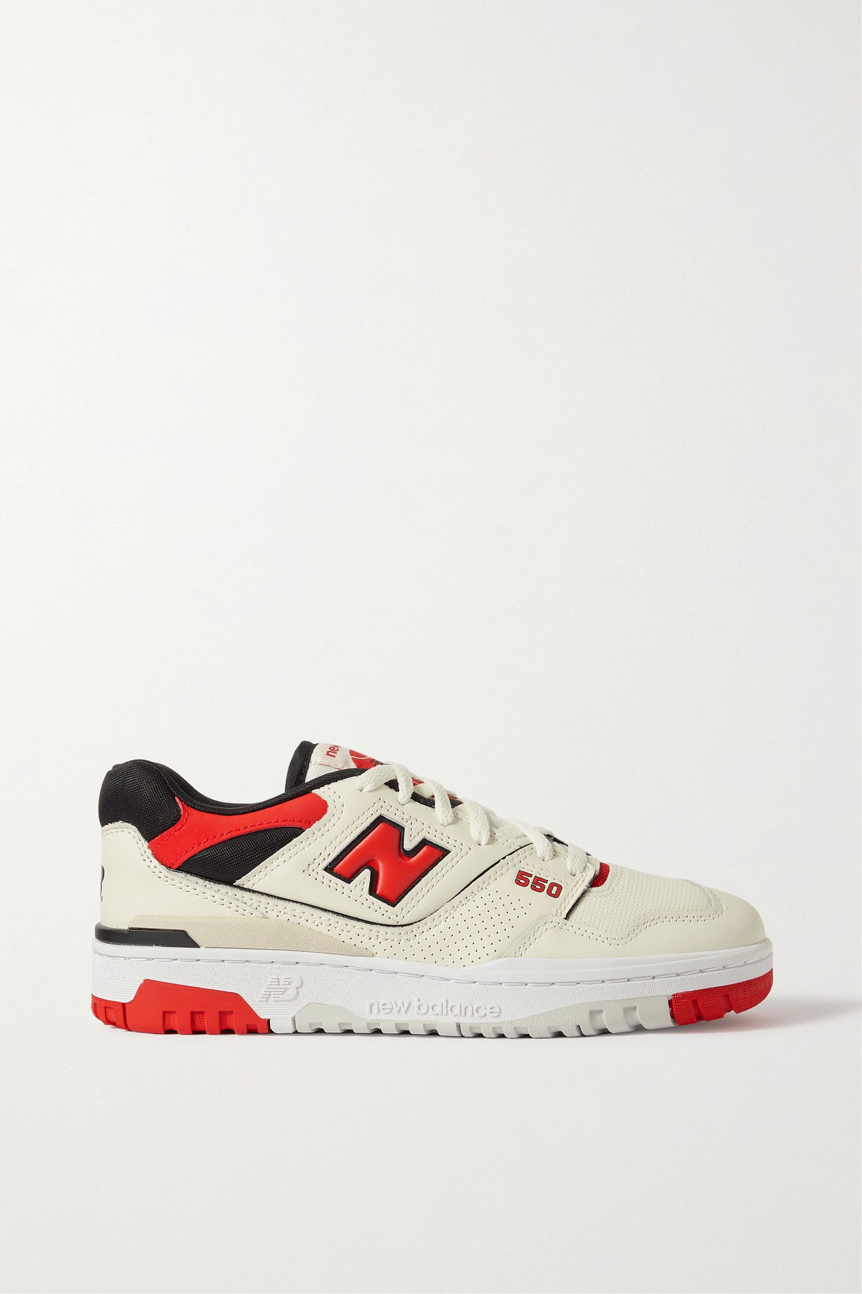 NEW BALANCE 550 Mesh-Trimmed Leather Sneakers in White | endource