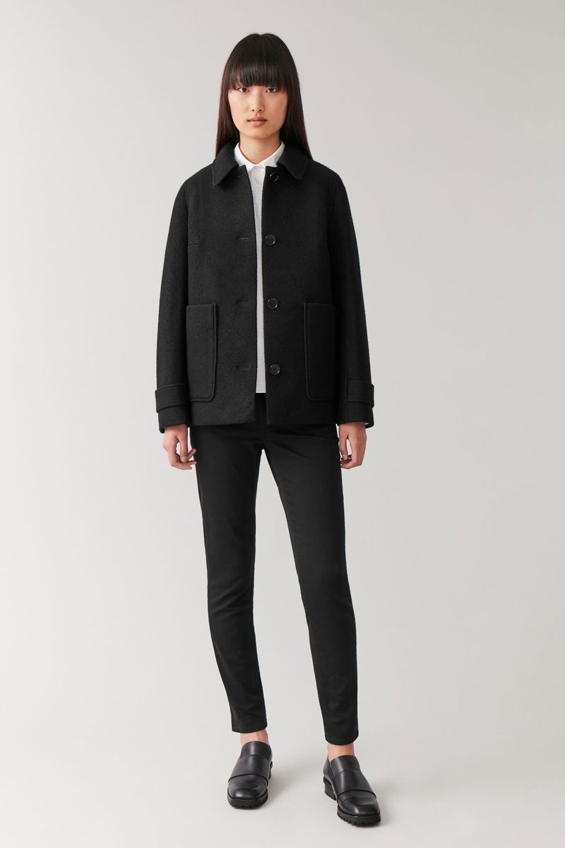 COS Boiled Wool Jacket in Black | endource
