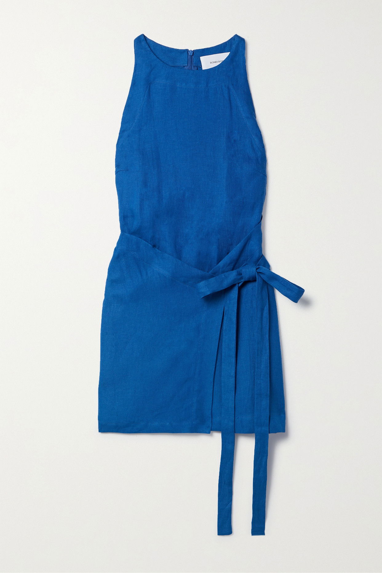 BONDI BORN Carmel Wrap-Effect Organic Linen Mini Dress | endource