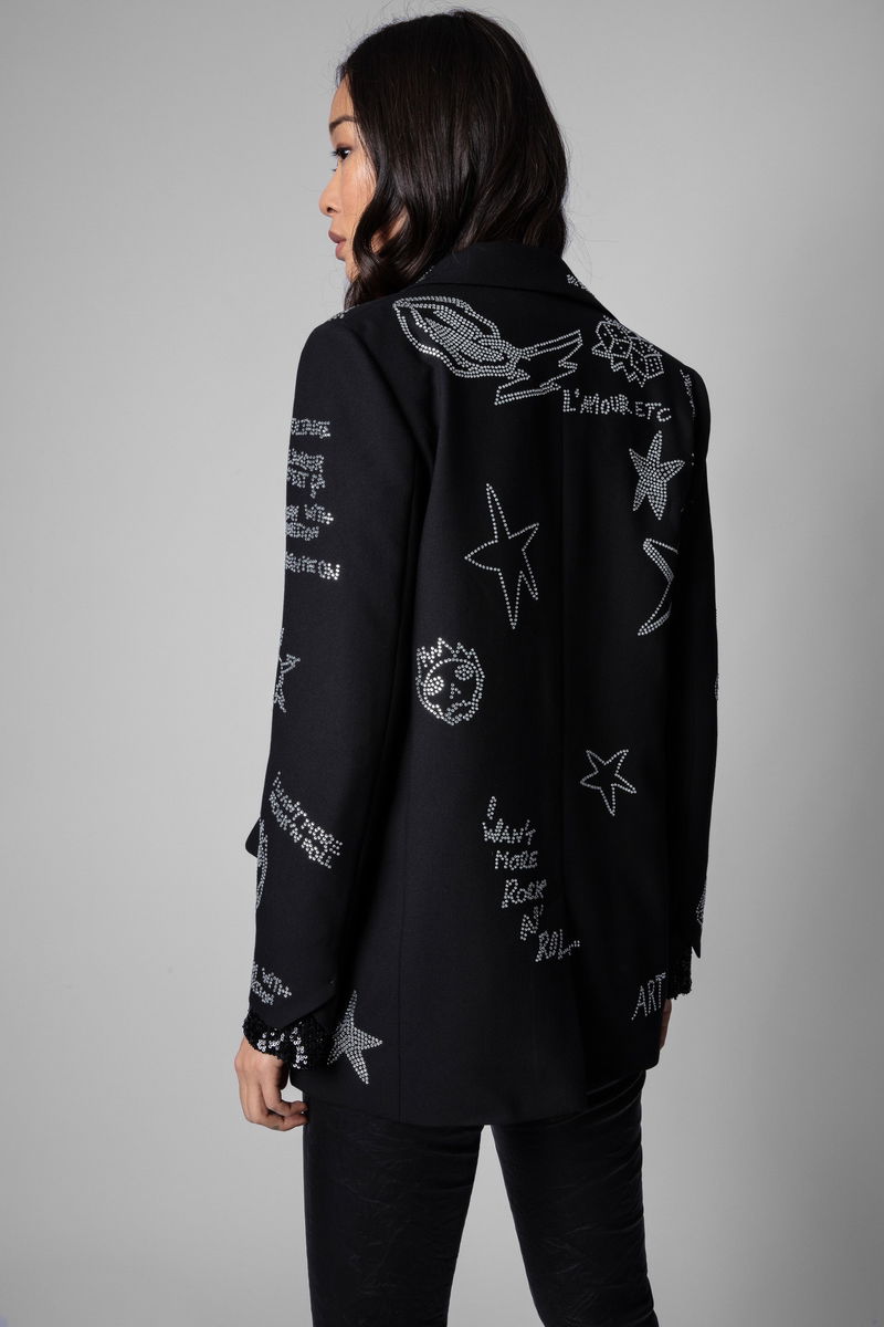ZADIG & VOLTAIRE Viva Strass Jacket in Black | Endource