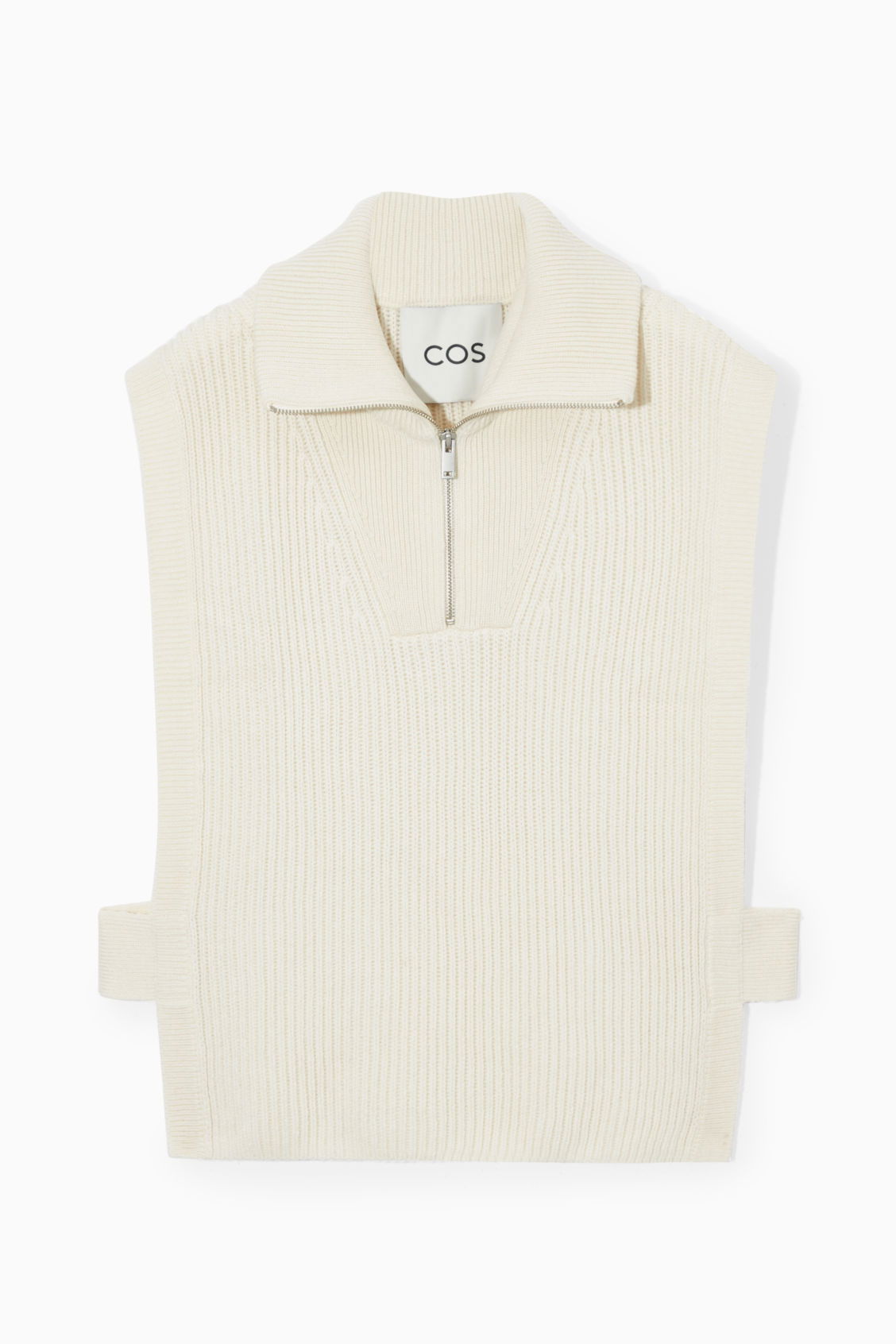 COS Ribbed-Knit Half-Zip Vest in WHITE | Endource