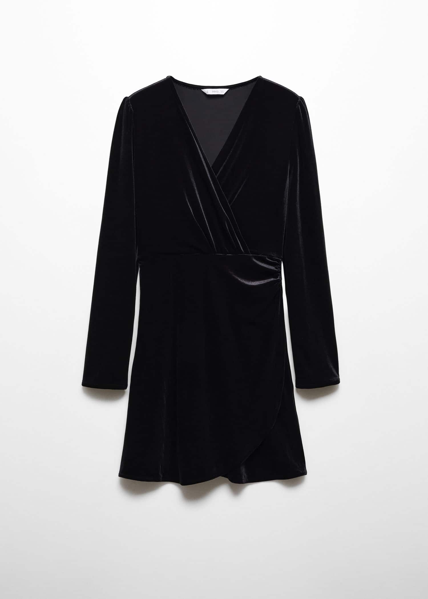 MANGO Velvet Crossed Dress in Black | Endource