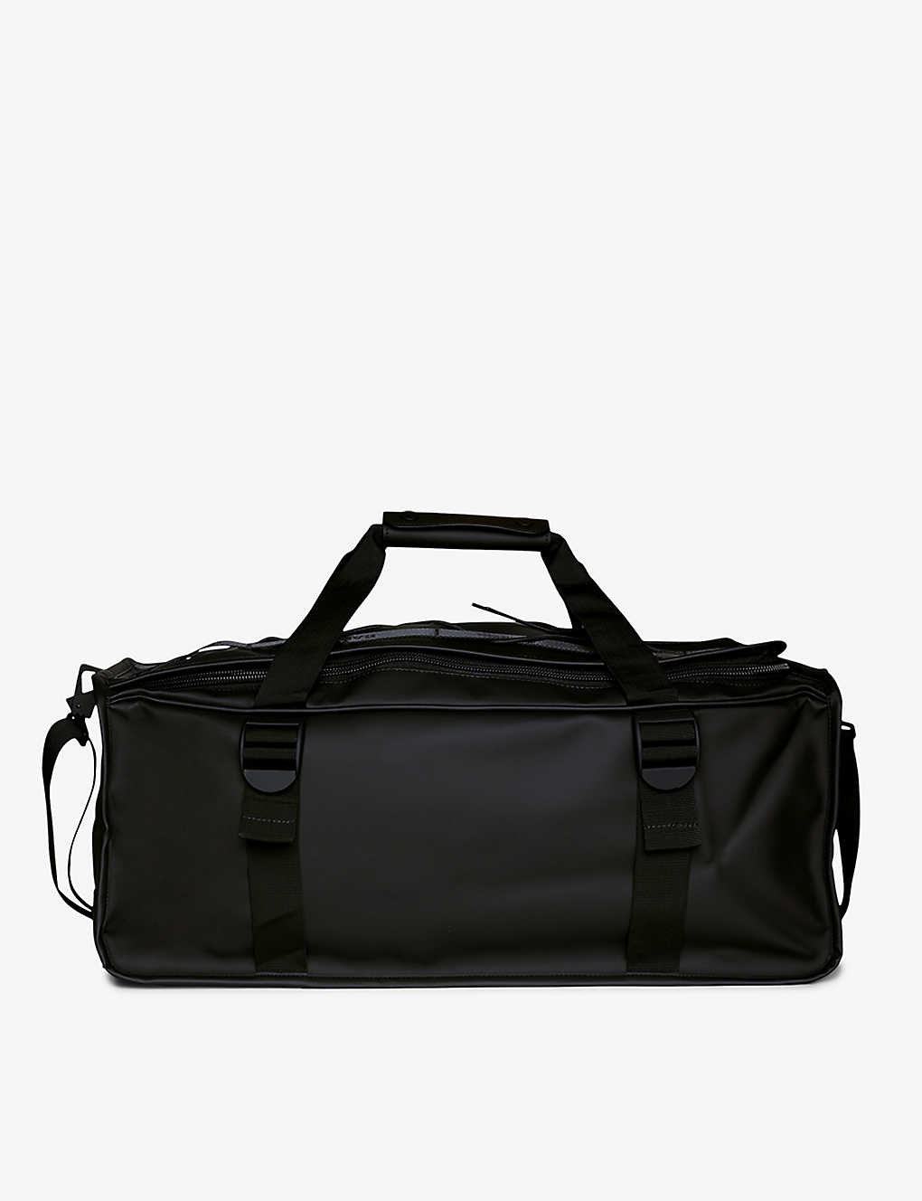 RAINS Trail Mountaineer Shell Duffel Bag in 01 BLACK | endource