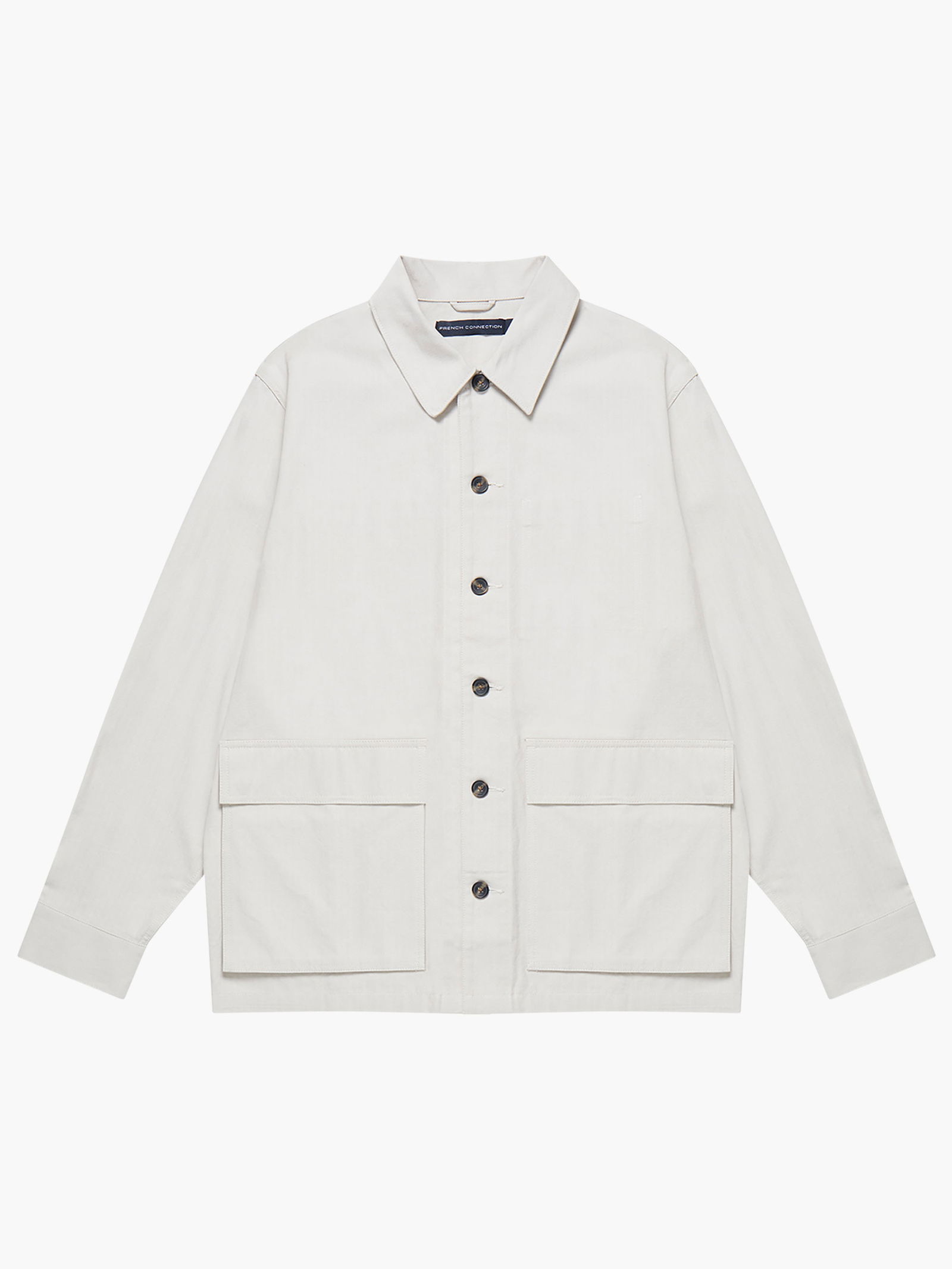 FRENCH CONNECTION Cotton Herringbone Chore Overshirt | endource