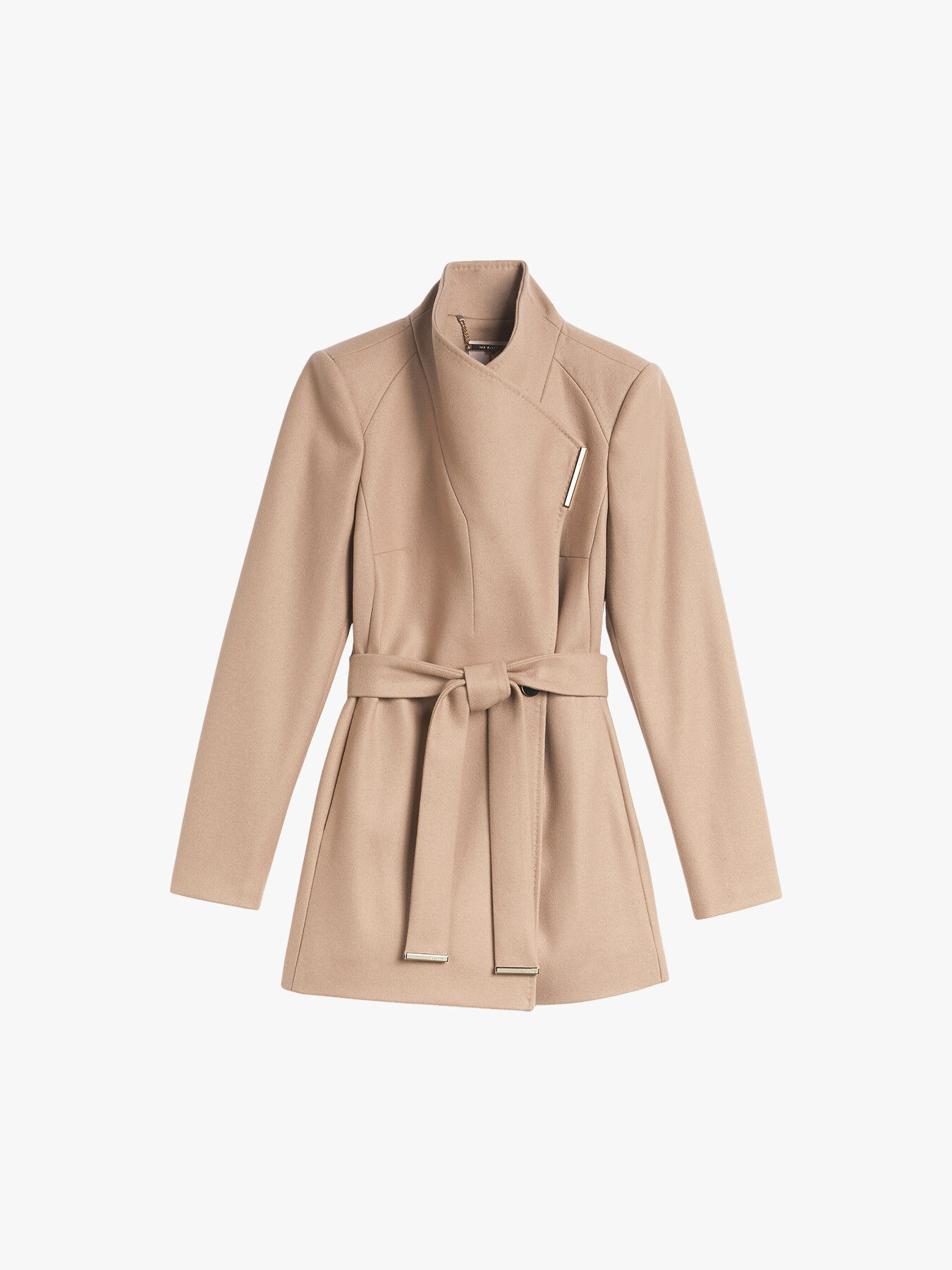 TED BAKER ROSESS Short Wool Wrap Coat in CAMEL | Endource