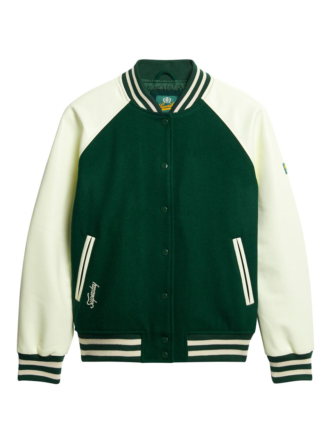 SUPERDRY College Varsity Bomber Jacket in Enamel Green | Endource