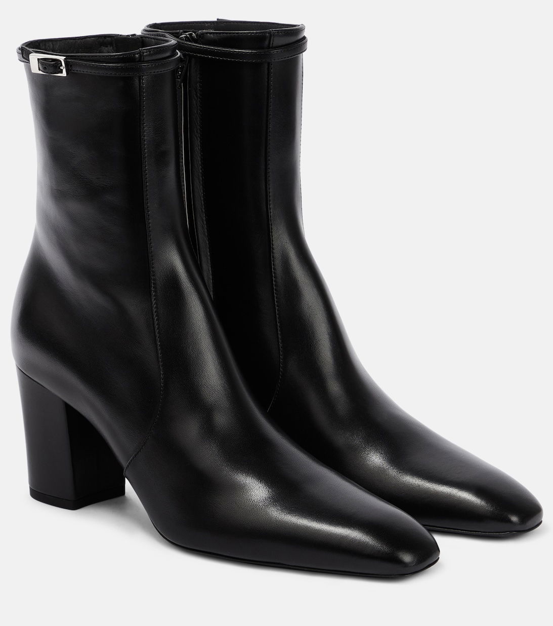 SAINT LAURENT Betty 70 Leather Ankle Boots in Black | endource