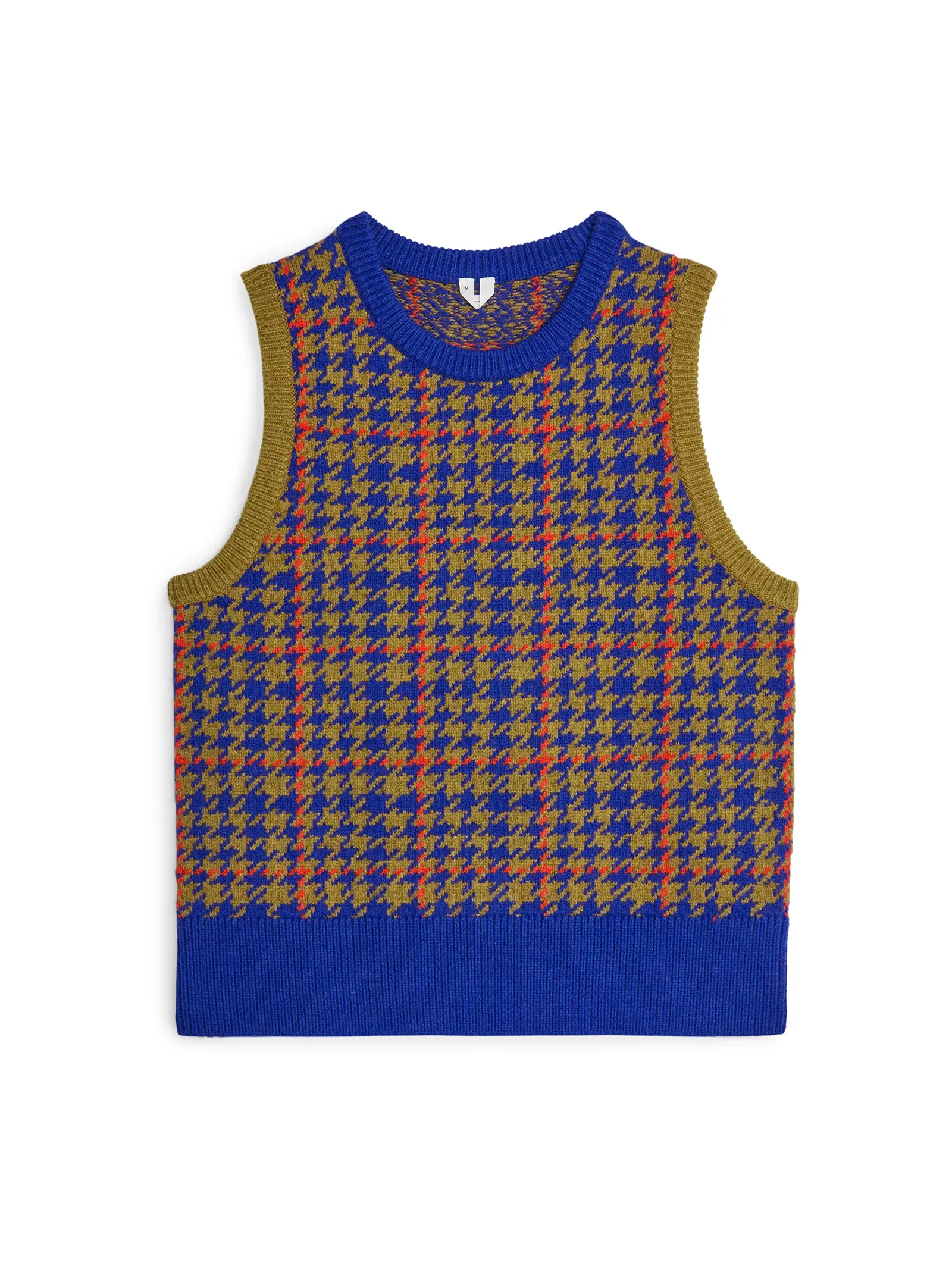 ARKET Jacquard-Knit Vest in Ochre/Blue Pattern | endource