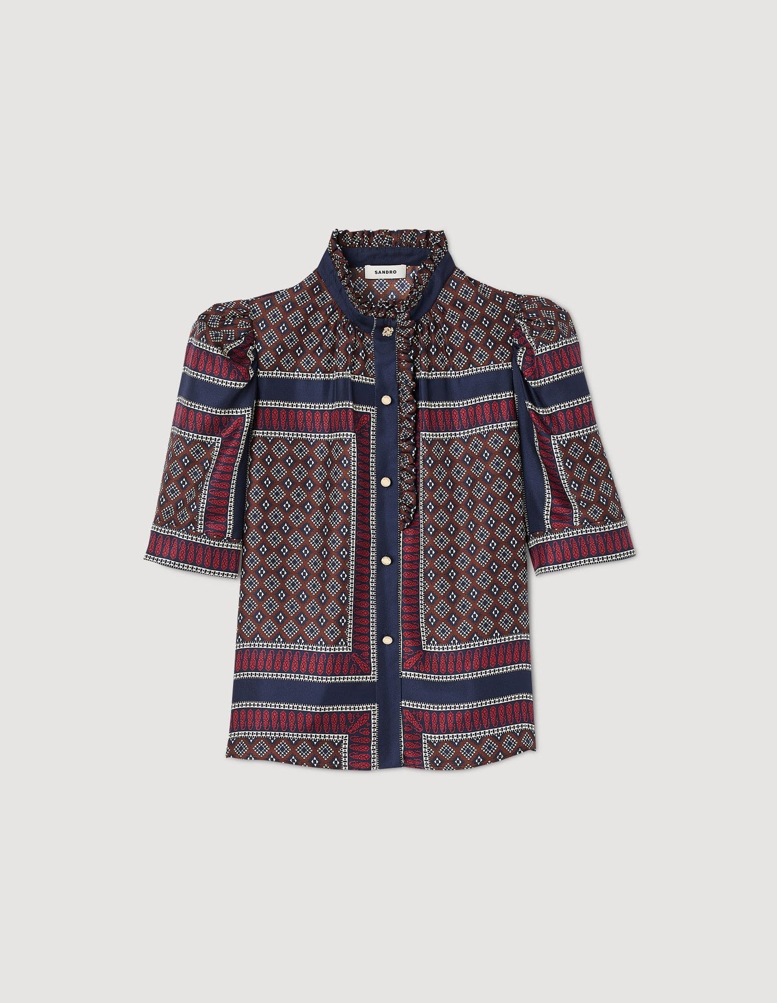 SANDRO Patterned Silk Shirt | endource