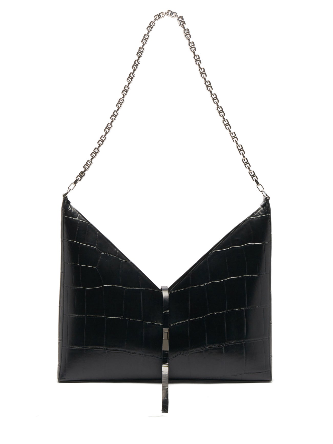 GIVENCHY Chain-Strap Crocodile-Effect Leather Shoulder Bag in Black ...