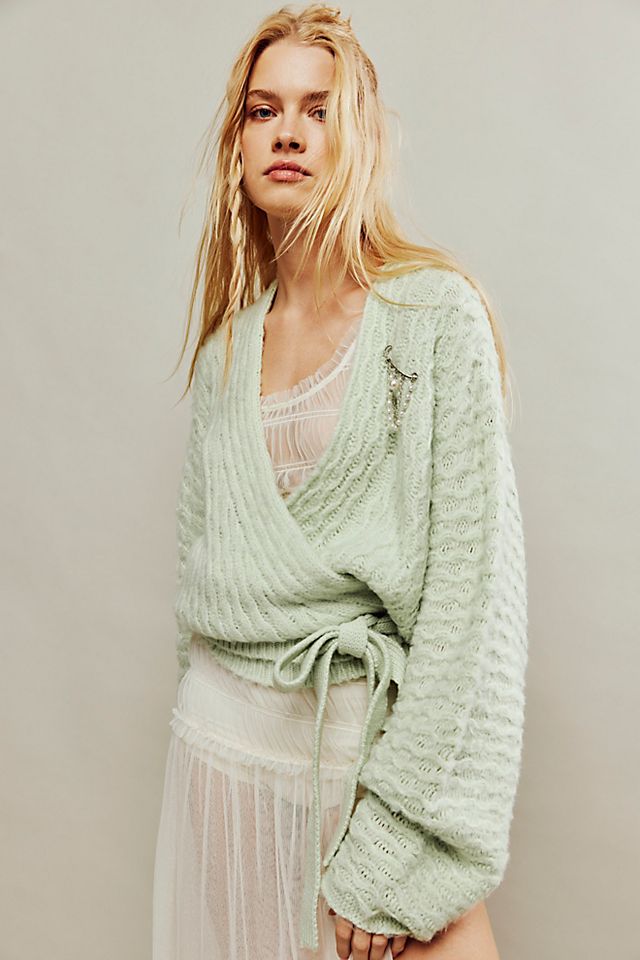 FREE PEOPLE Over You Cardi in Seafoam | endource