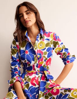 BODEN Amy Midi Shirt Dress in Multi, Bloomsbury Pop | Endource