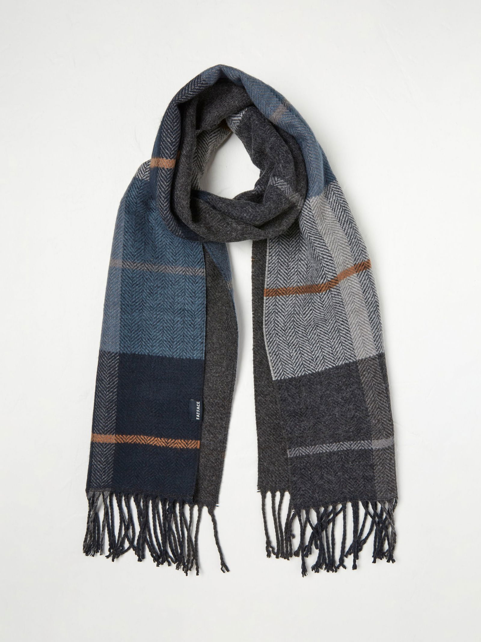 FATFACE Oscar Check Scarf in Blue/Multi | endource