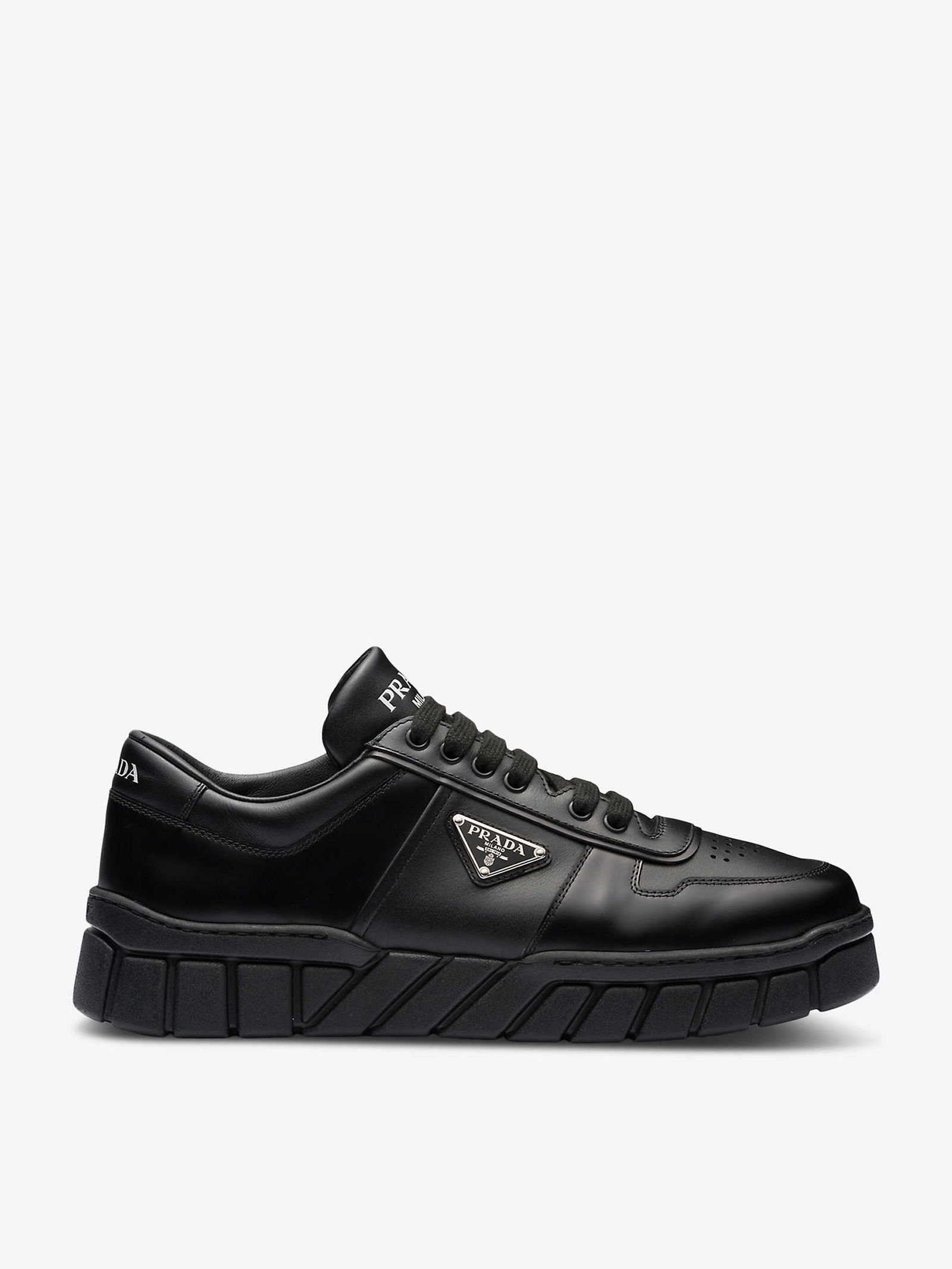 PRADA Colour-Blocked Brand-Plaque Leather Mid-Top Platform Trainers in ...