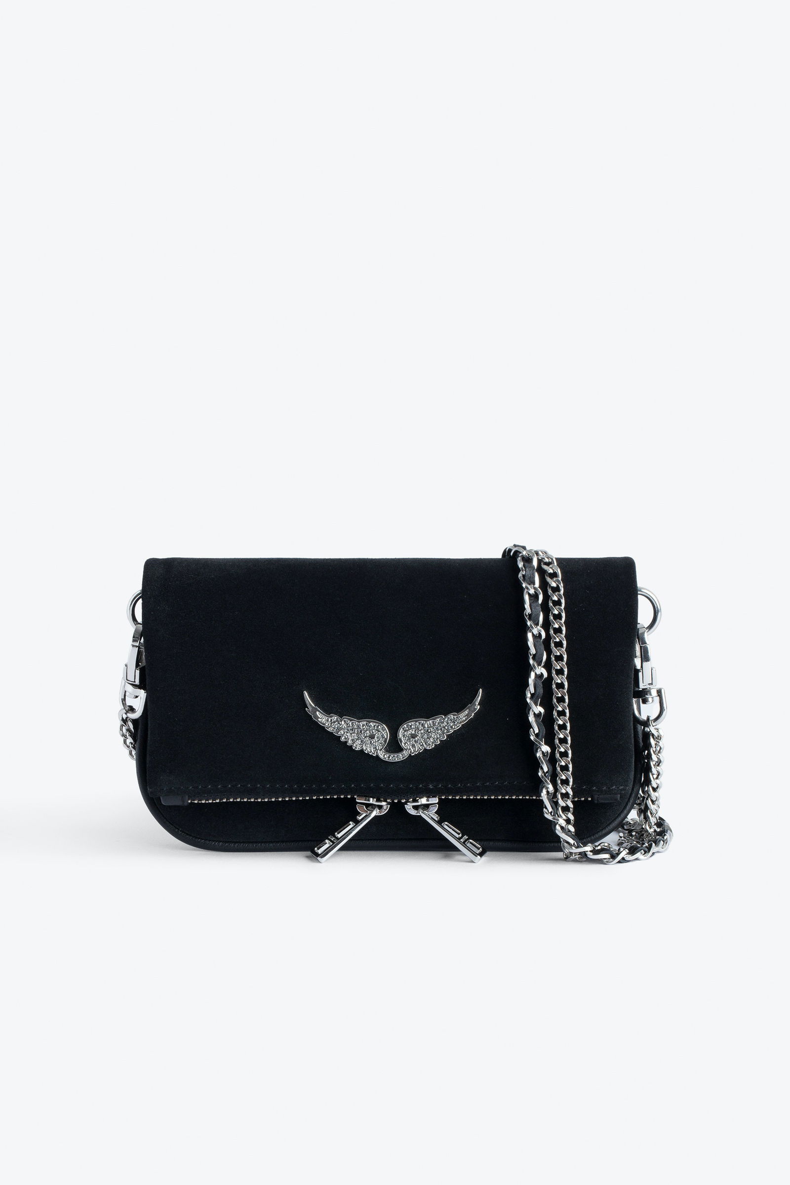 ZADIG & VOLTAIRE Rock Nano Suede Clutch in Black | Endource