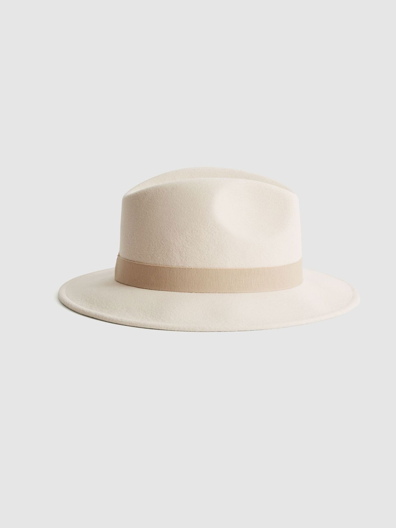 REISS Ashbourne Wool Fedora Hat in Ivory | endource