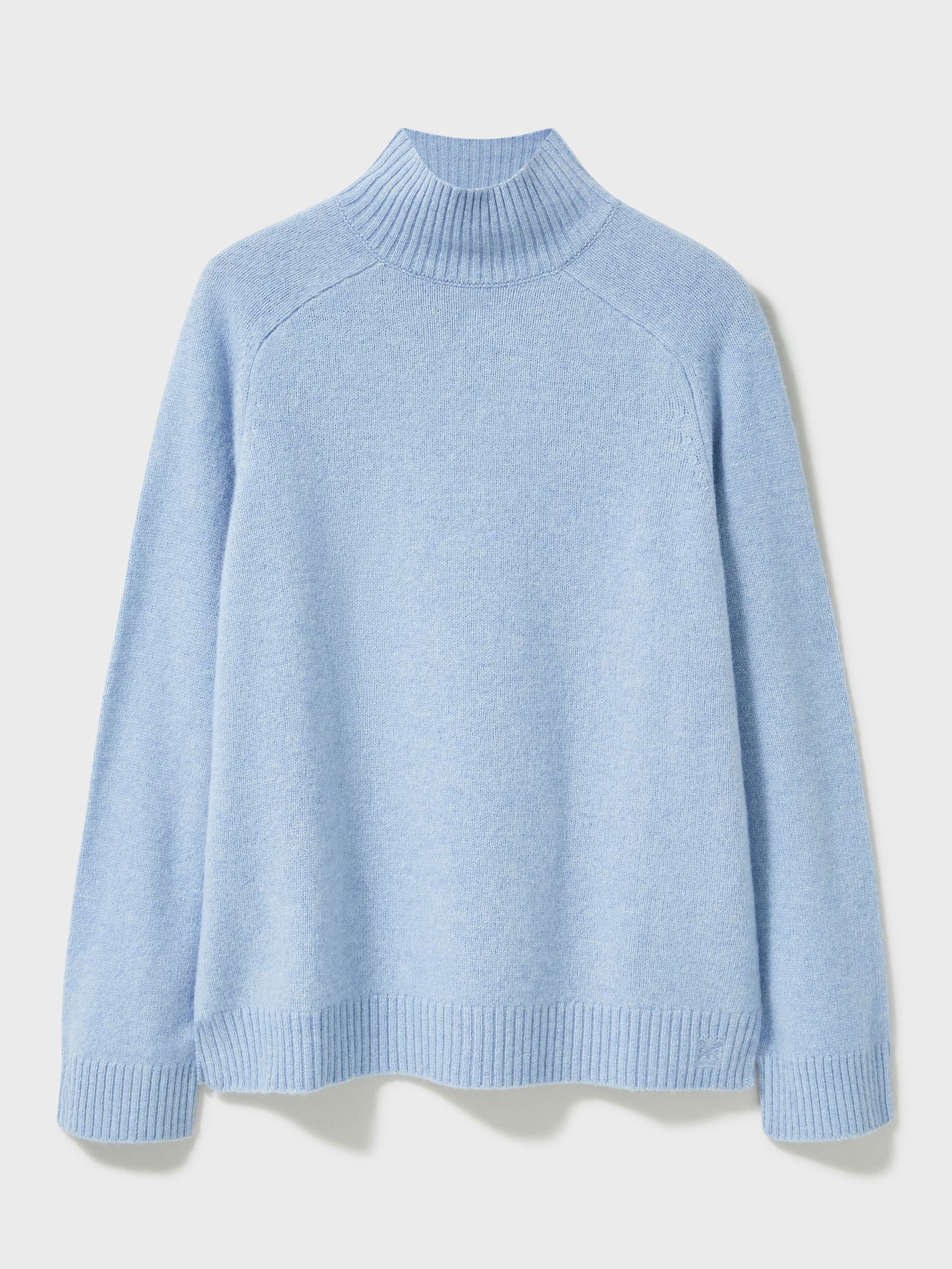 CREW CLOTHING Harmony Merino Wool Blend Funnel Neck Jumper in Blue ...