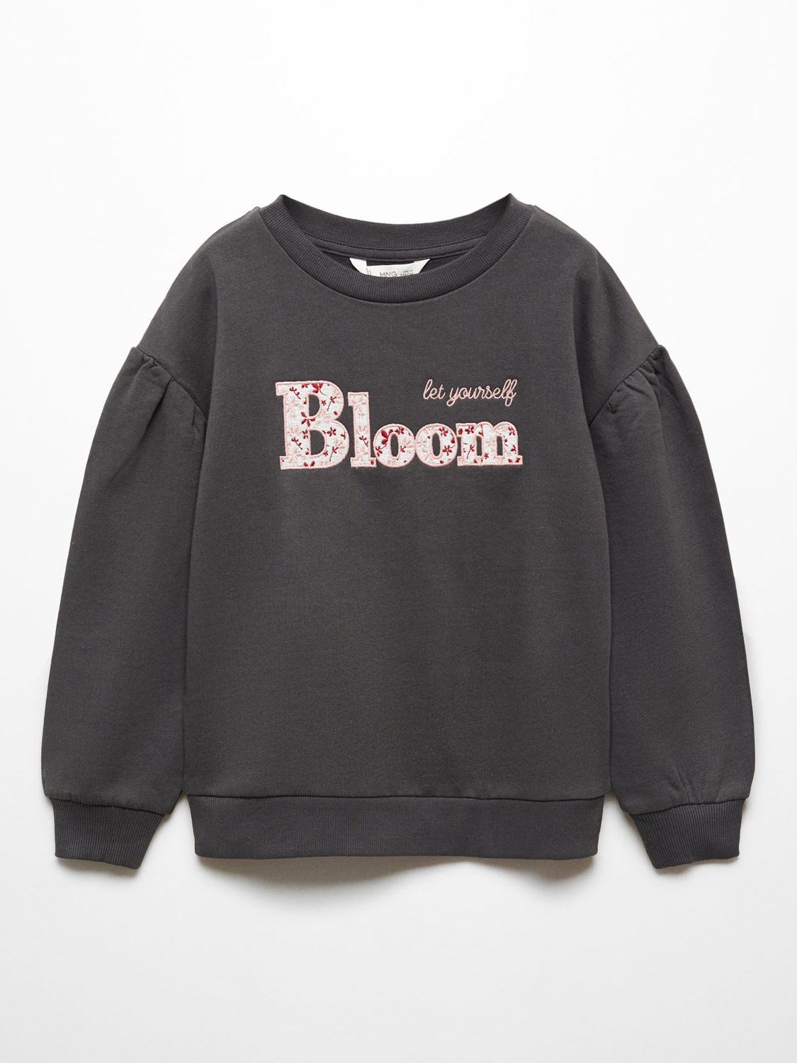 MANGO Kids' Bloom Embroidered Sweatshirt in Charcoal | Endource
