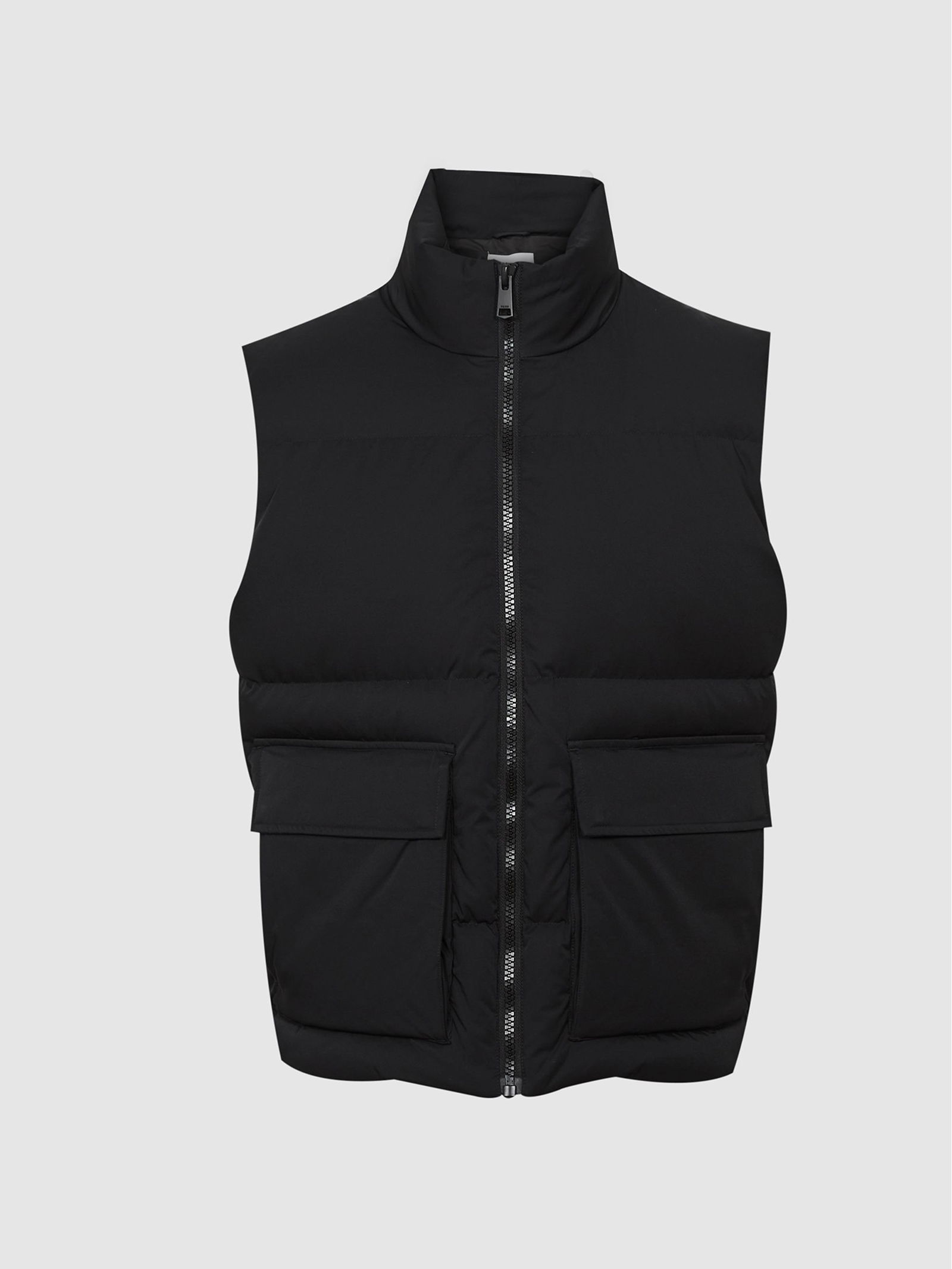 REISS Westbrook Puffer Gilet in Black | Endource