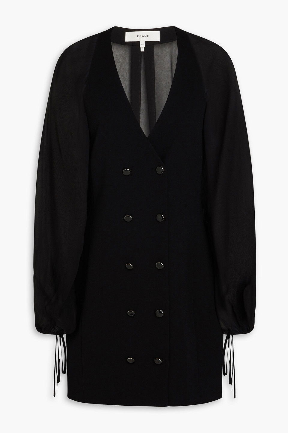 FRAME Crepe And Silk-Chiffon Mini Dress in Black | endource
