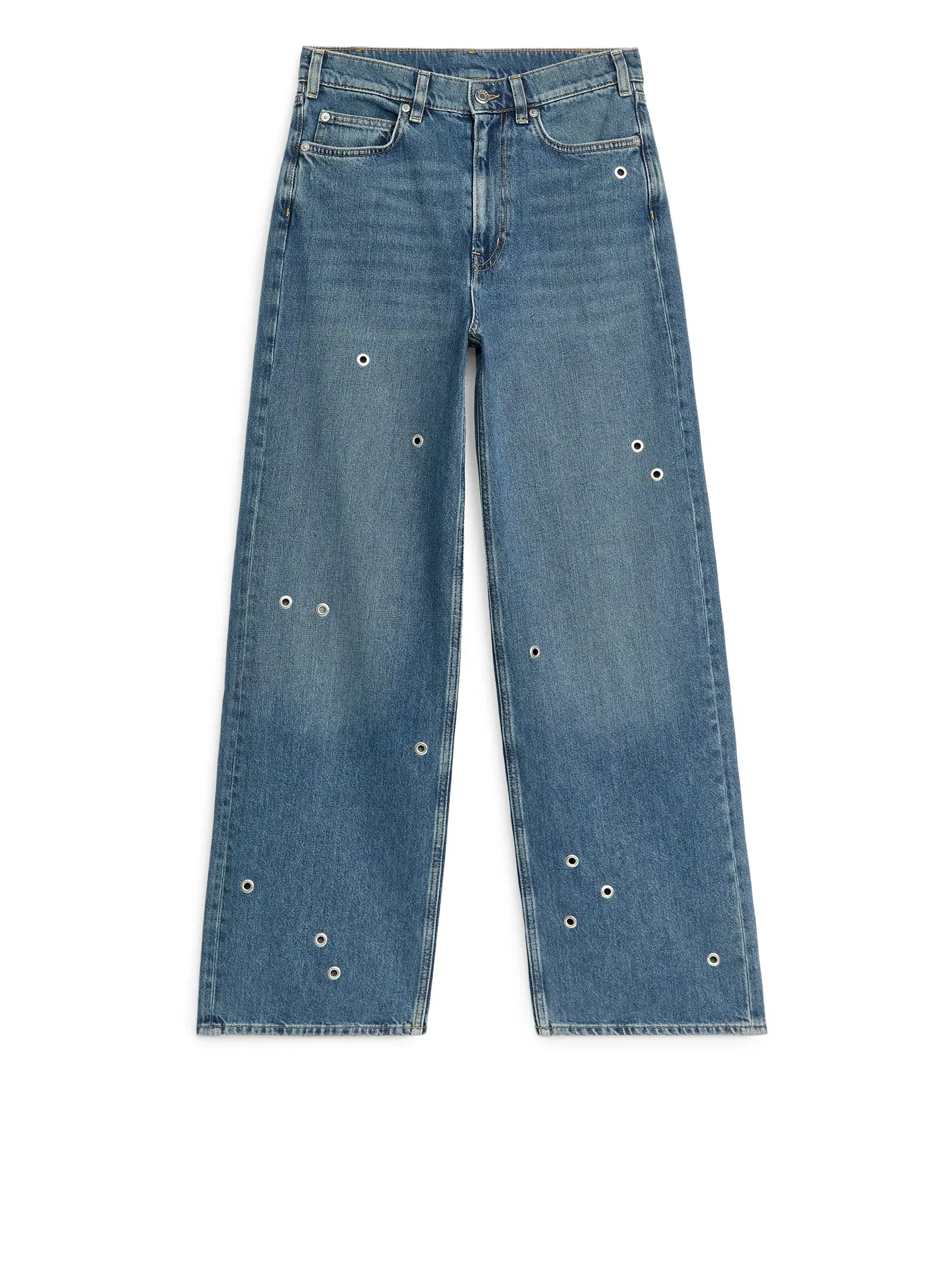 ARKET Maple High Eyelet Jeans in Dark Blue | Endource