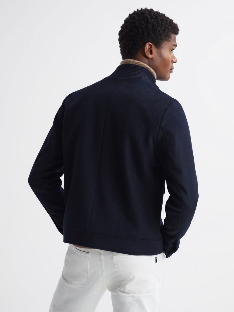 REISS Vienna Wool Button Through Jacket in Navy | Endource