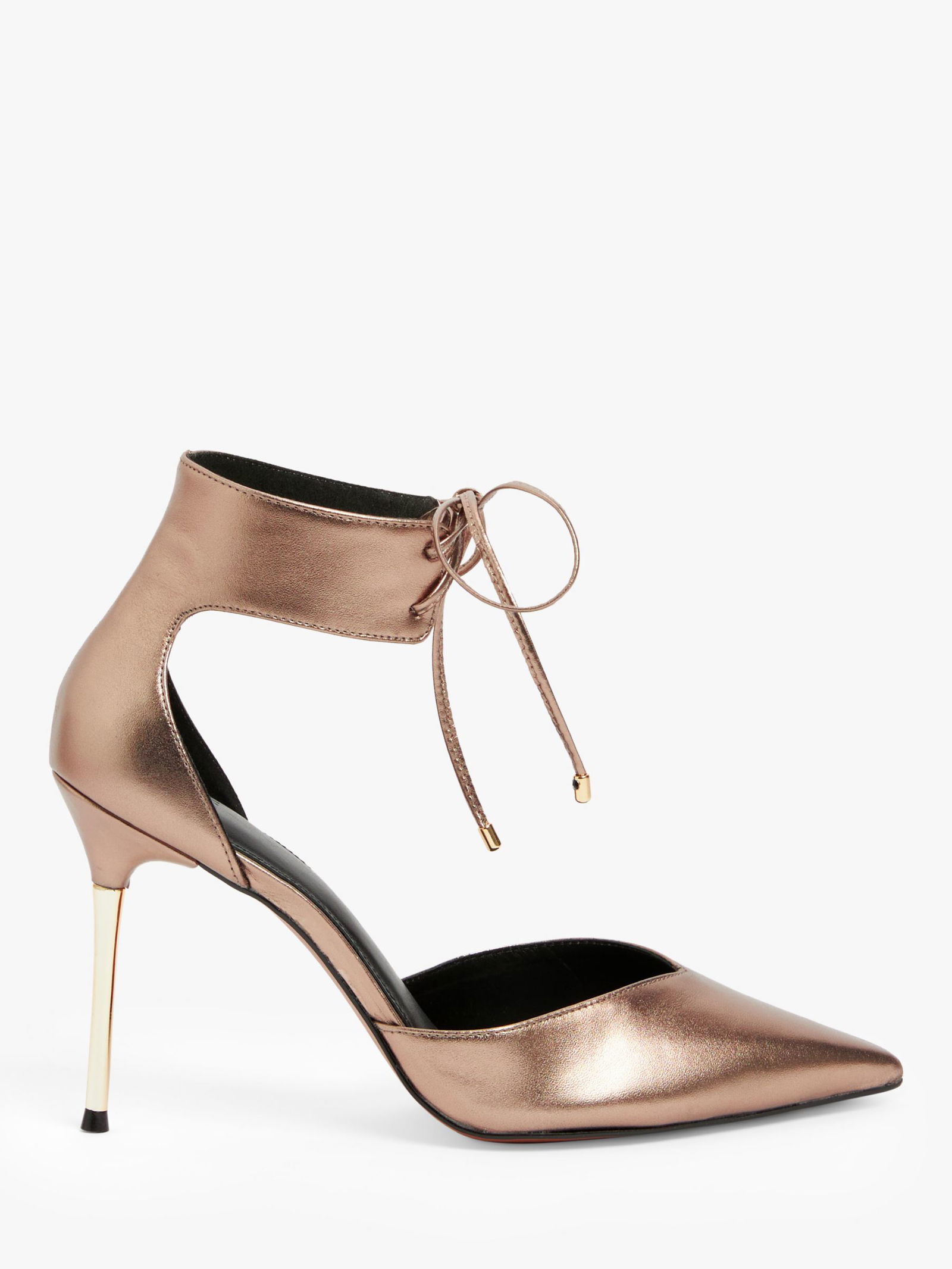 AND/OR Daisy Leather Sweetheart Topline Metal Heel Open Court Shoes ...