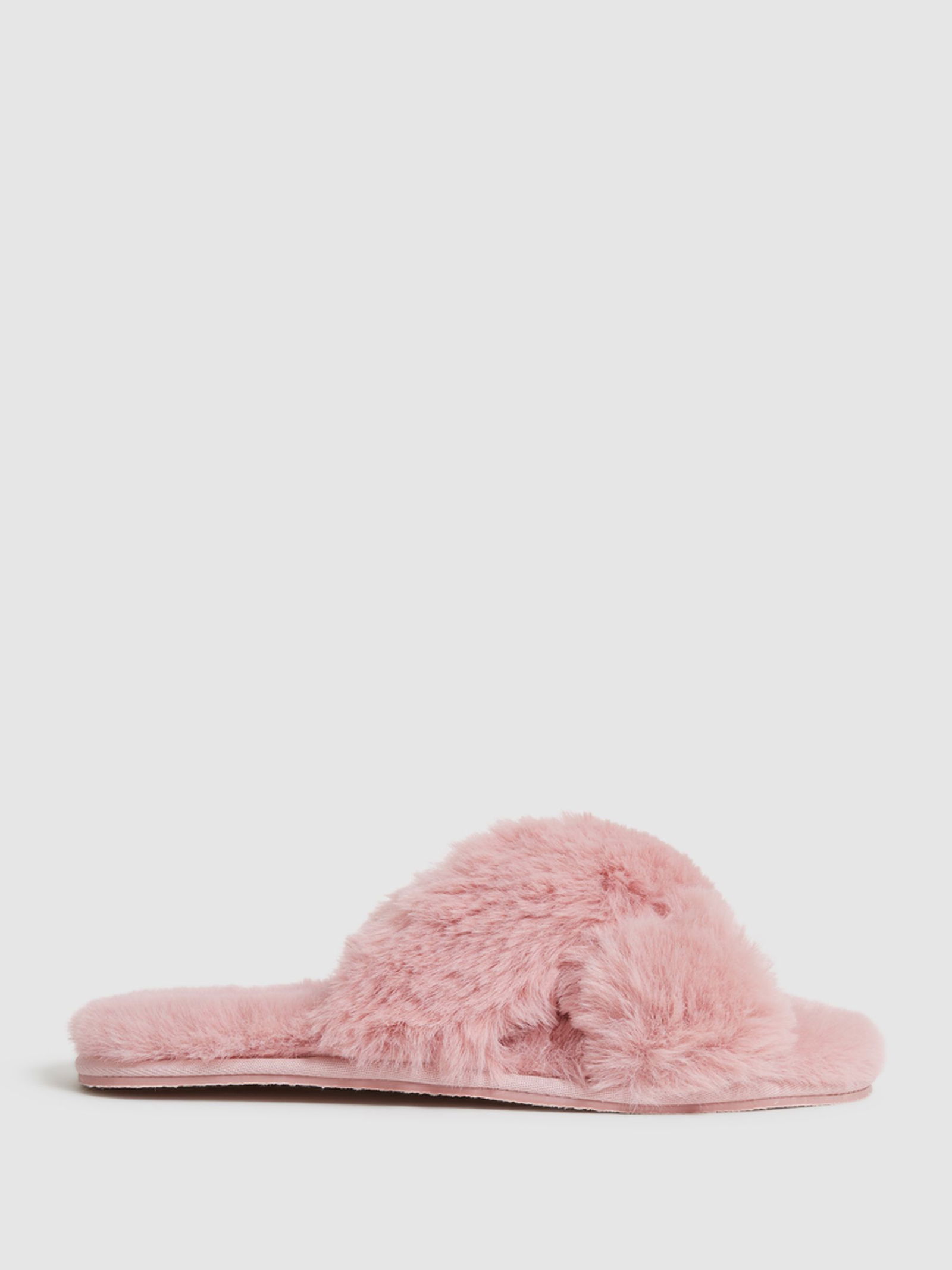 REISS Aspen Faux Fur Cross Over Slippers | endource