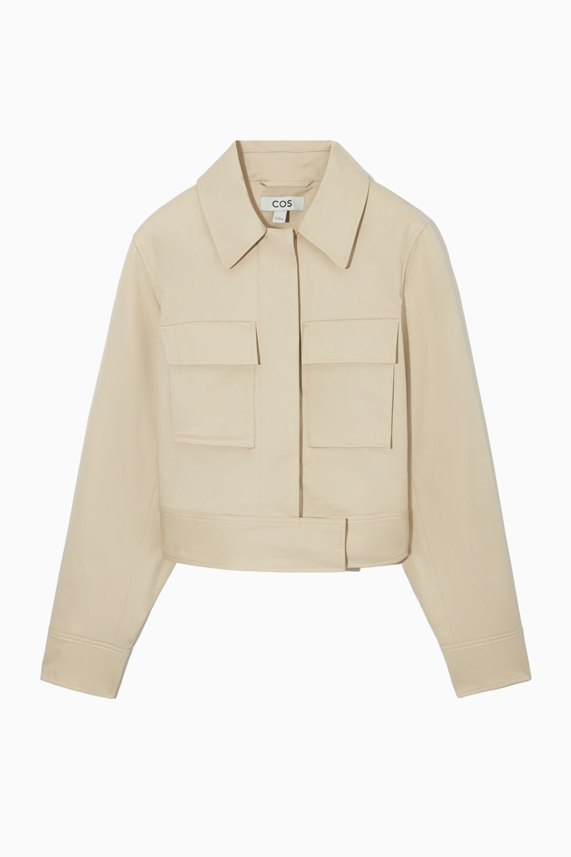 COS Cropped Utility Jacket in BEIGE | Endource