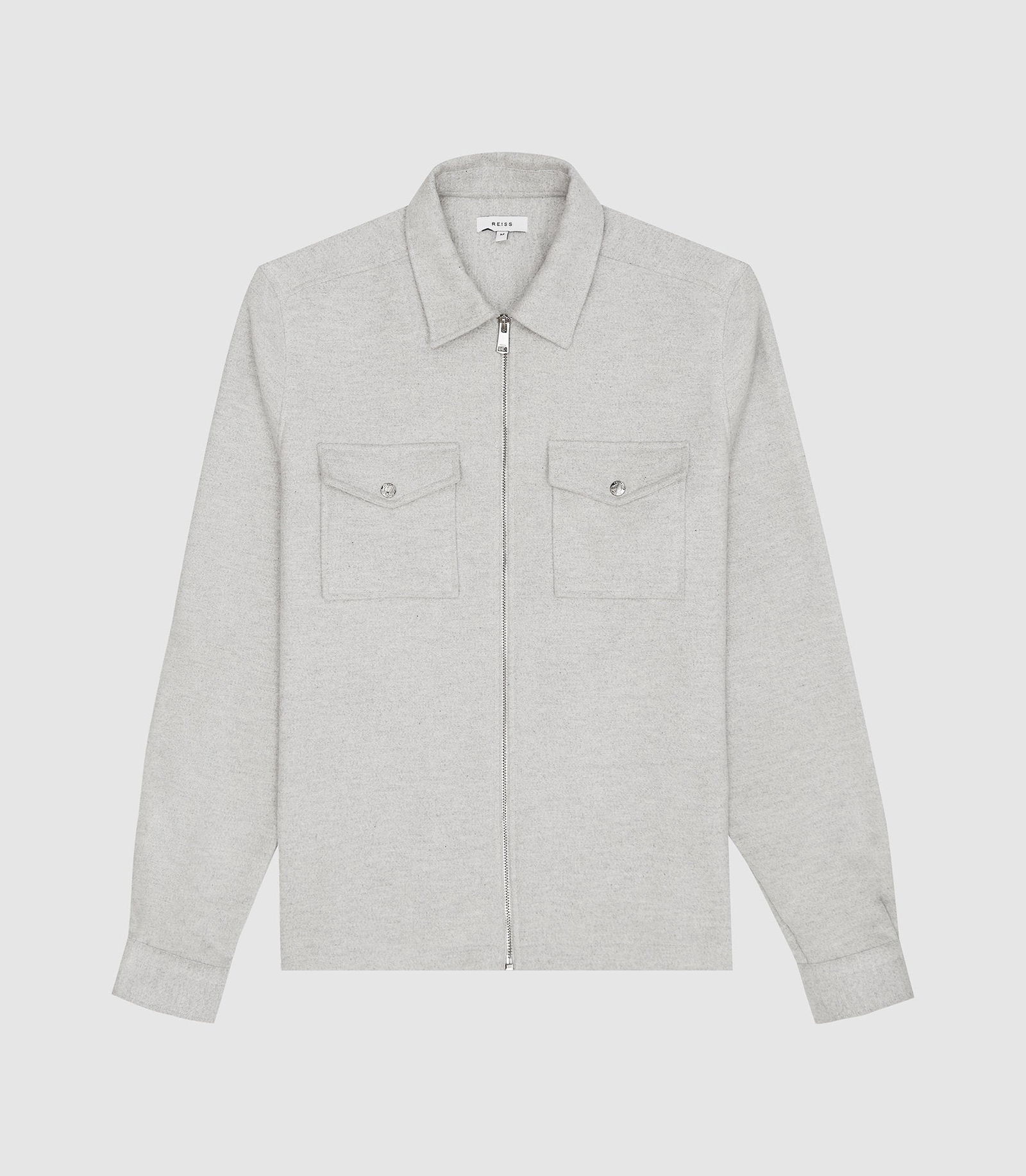 REISS Vice Zip Through Overshirt in Grey | endource