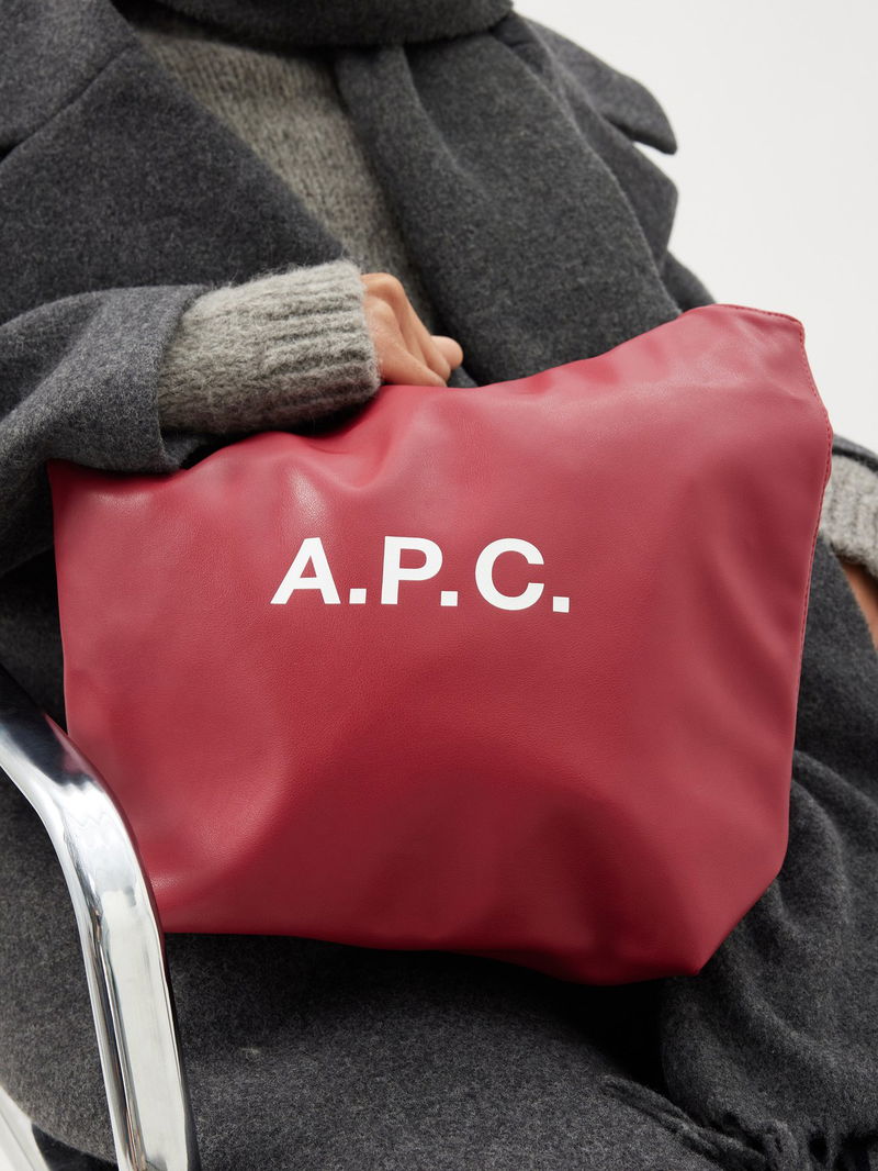 A.P.C. Ninon Small Faux-Leather Tote Bag in Red | Endource