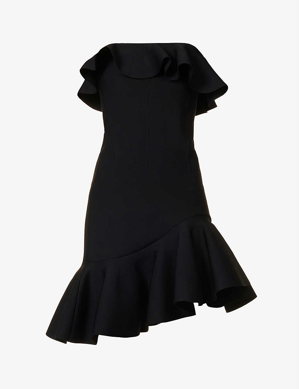 ALEXANDER MCQUEEN Ruffle-Trim Asymmetric Stretch-Woven Mini Dress in ...