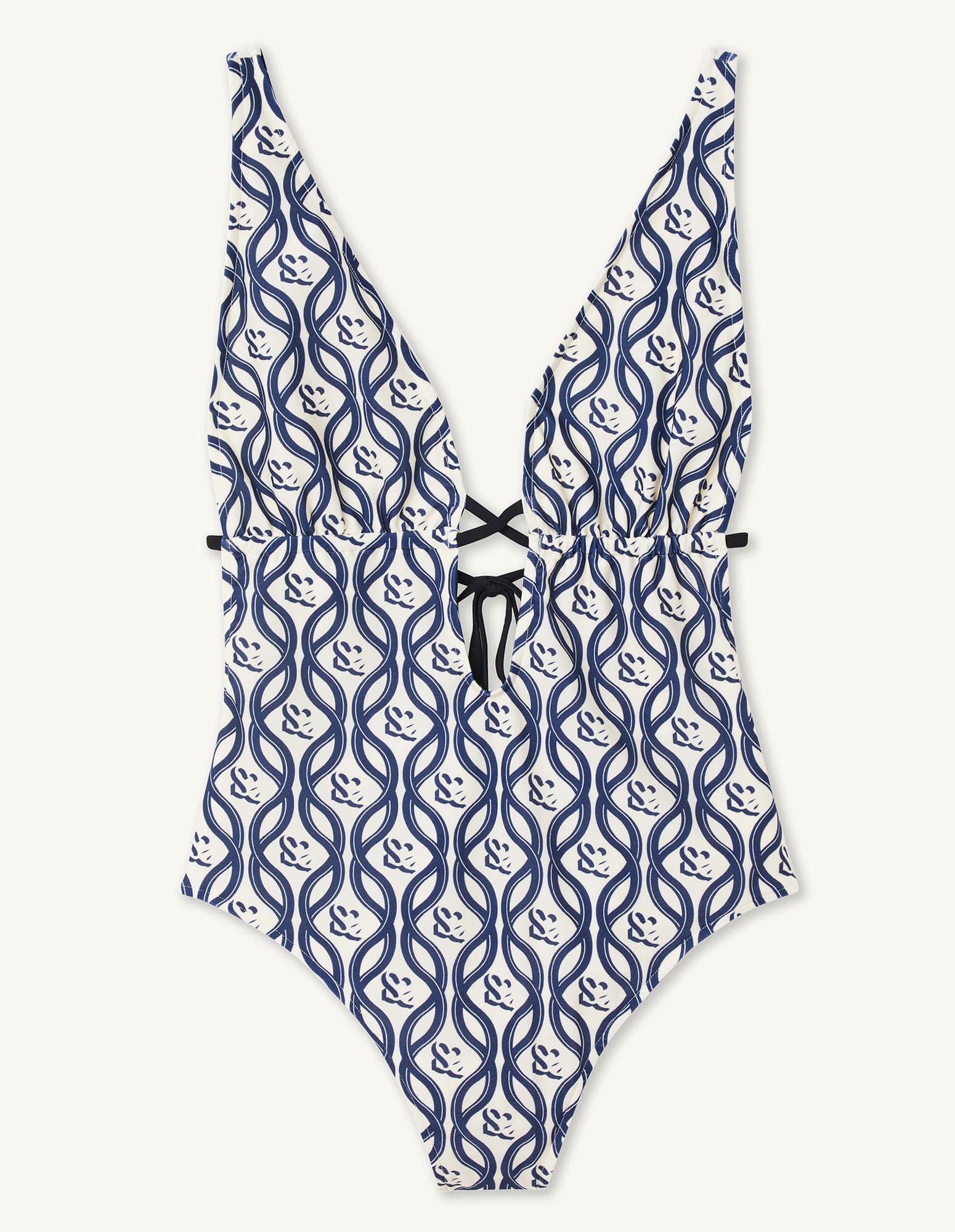 SANDRO One-Piece Swimsuit in Beige / Blue | Endource