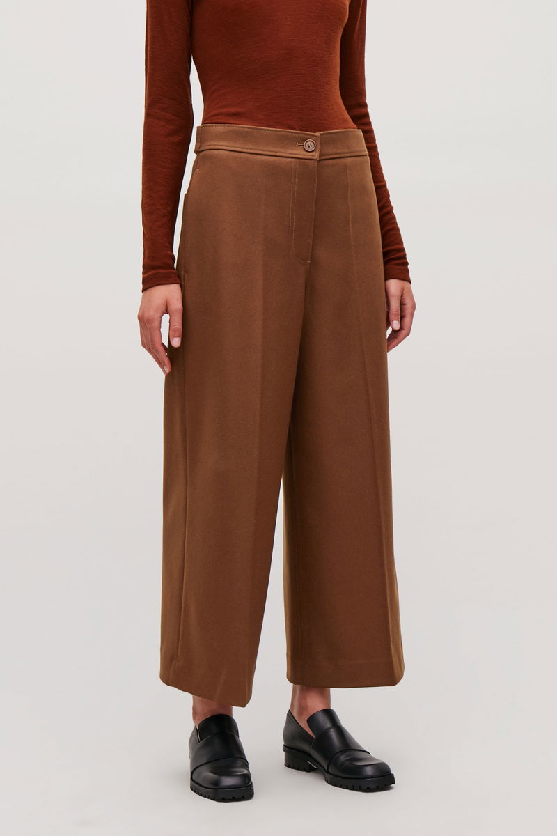COS Wide-Leg Wool-Cashmere Trouser in Light orange | endource