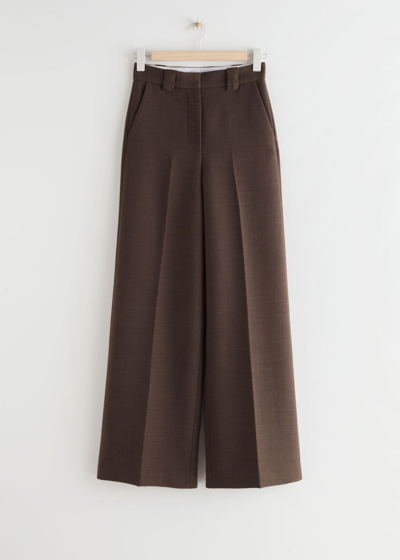 & OTHER STORIES Relaxed Wide Press Crease Trousers in Brown | Endource